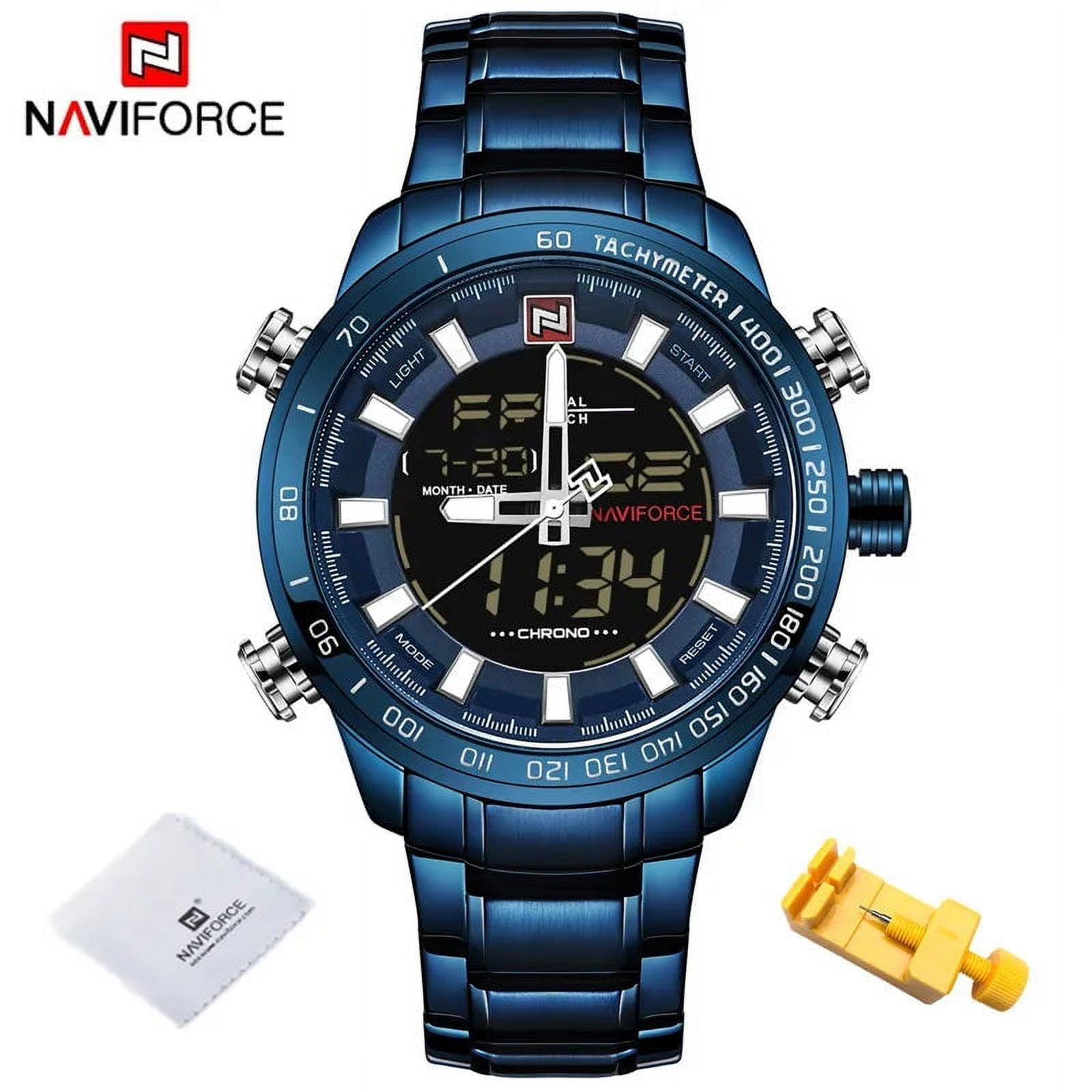NAVIFORCE Luxury Brand Mens Sport Watch Gold Quartz Led Clock Men ...