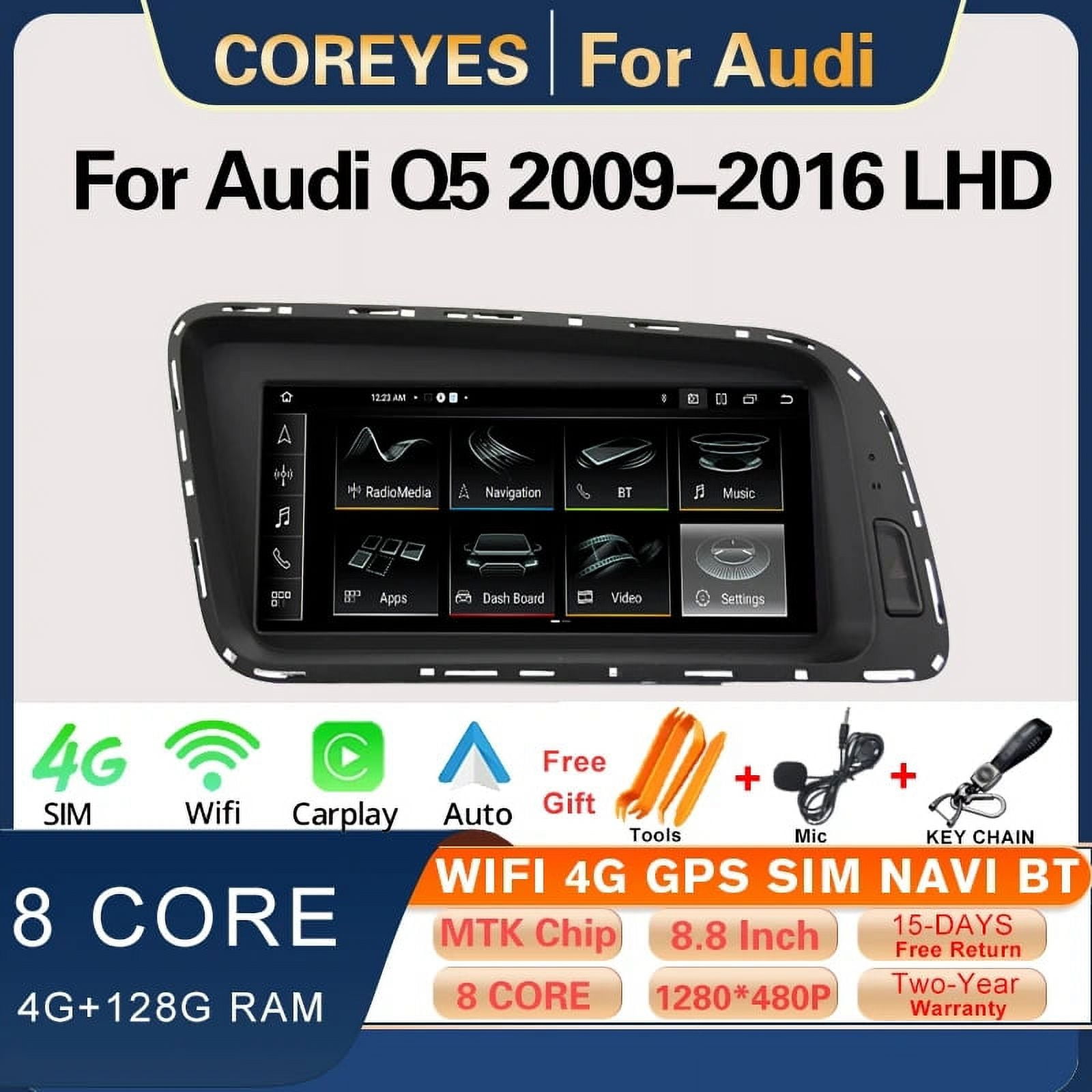 NAVIGUIDE 8.8'' Android 12.0 For Audi Q5 RHD 2009-2016 Car Radio Stereo Touch Screen GPS ...