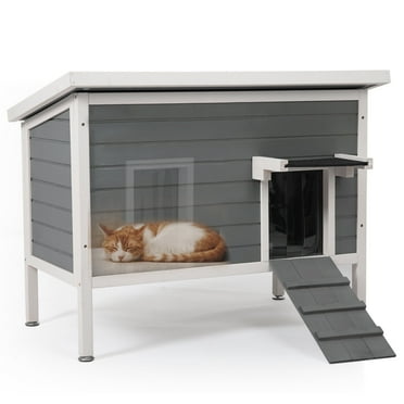 GDLF Wooden DIY Shelter: Large Outdoor Cat House, 100% Insulated ...
