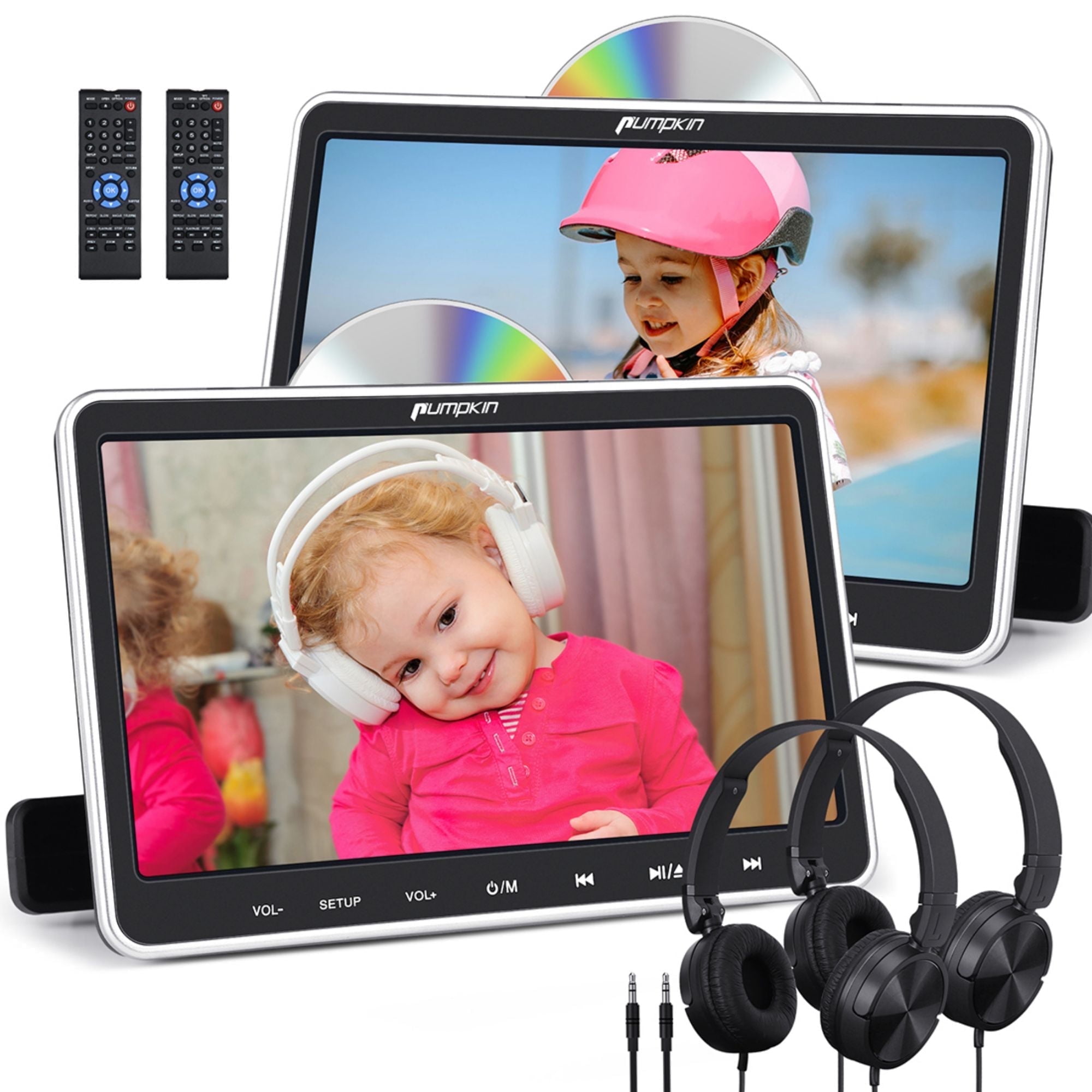 Free Shipping! Pumpkin 10.1" Car DVD Players with Headphones, 2 Mount ...