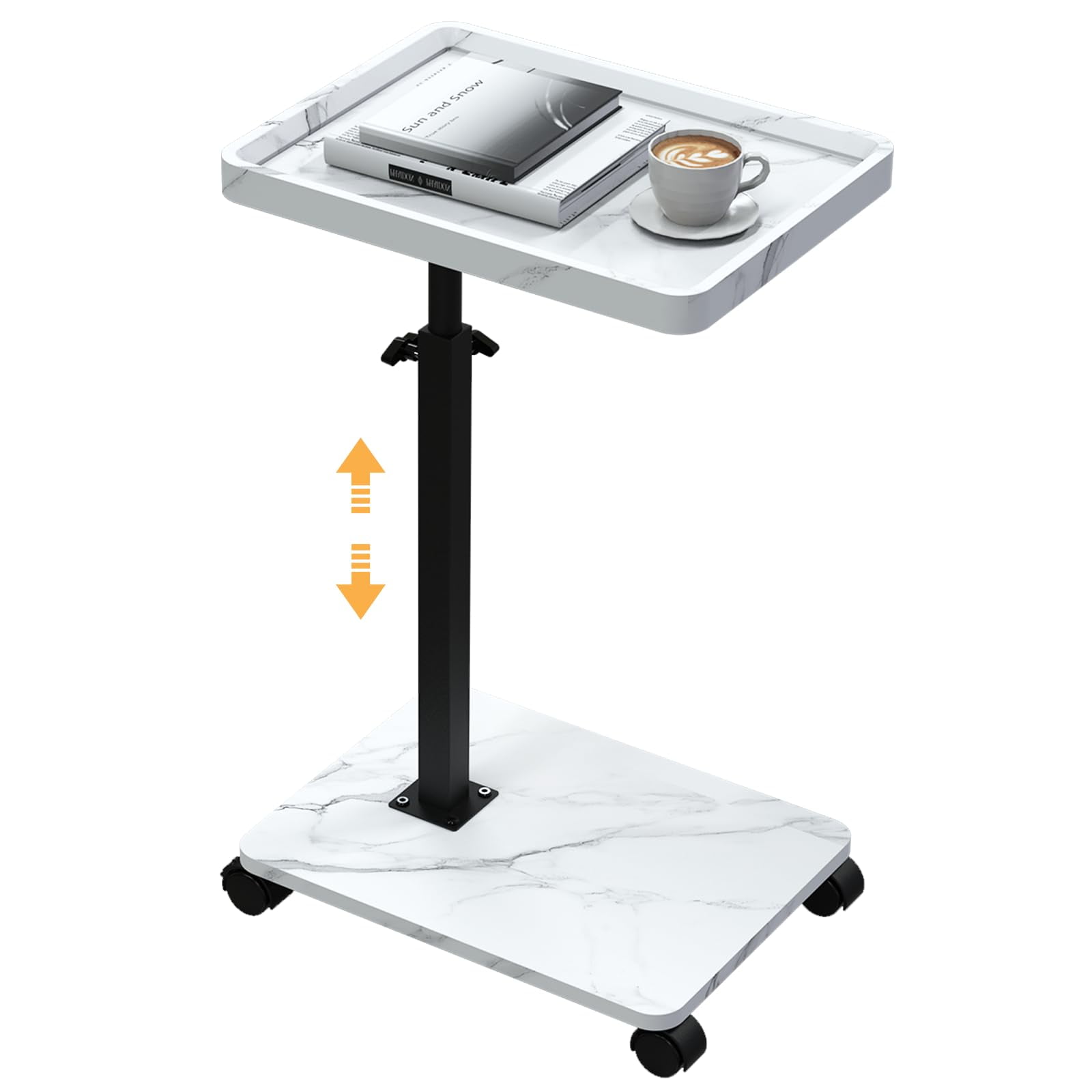 NAVKONY C Table End Table, Slide Under Couch Table with Wheels, 360 ...