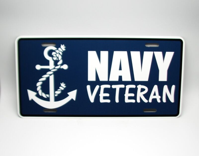 NAVY VETERAN METAL CAR LICENSE PLATE. U.S. NAVY ANCHOR CAR NOVELTY ...