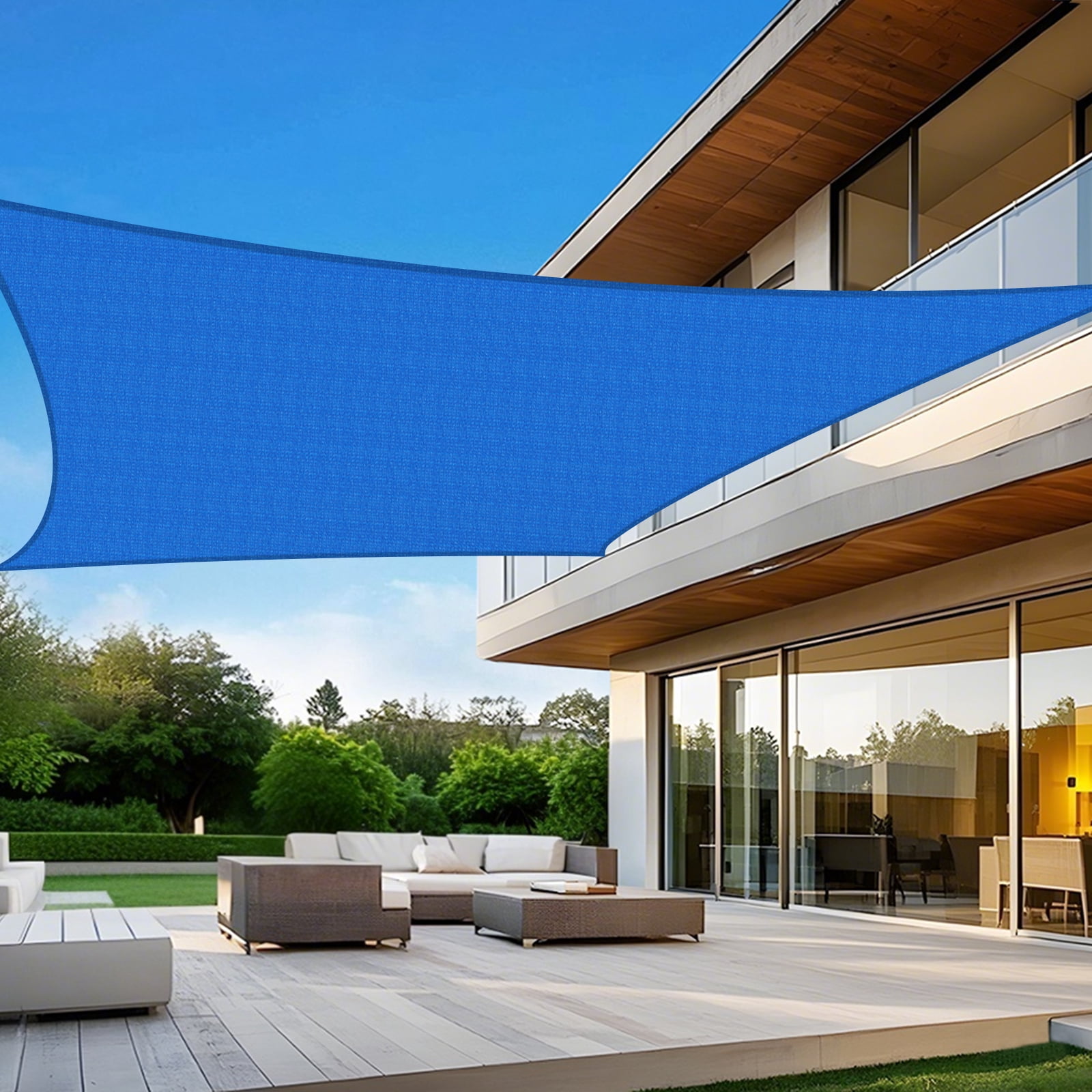 NAWAY 10'X10' Blue Rectangular Sun Shade Sail – HDPE 95% UV Block ...