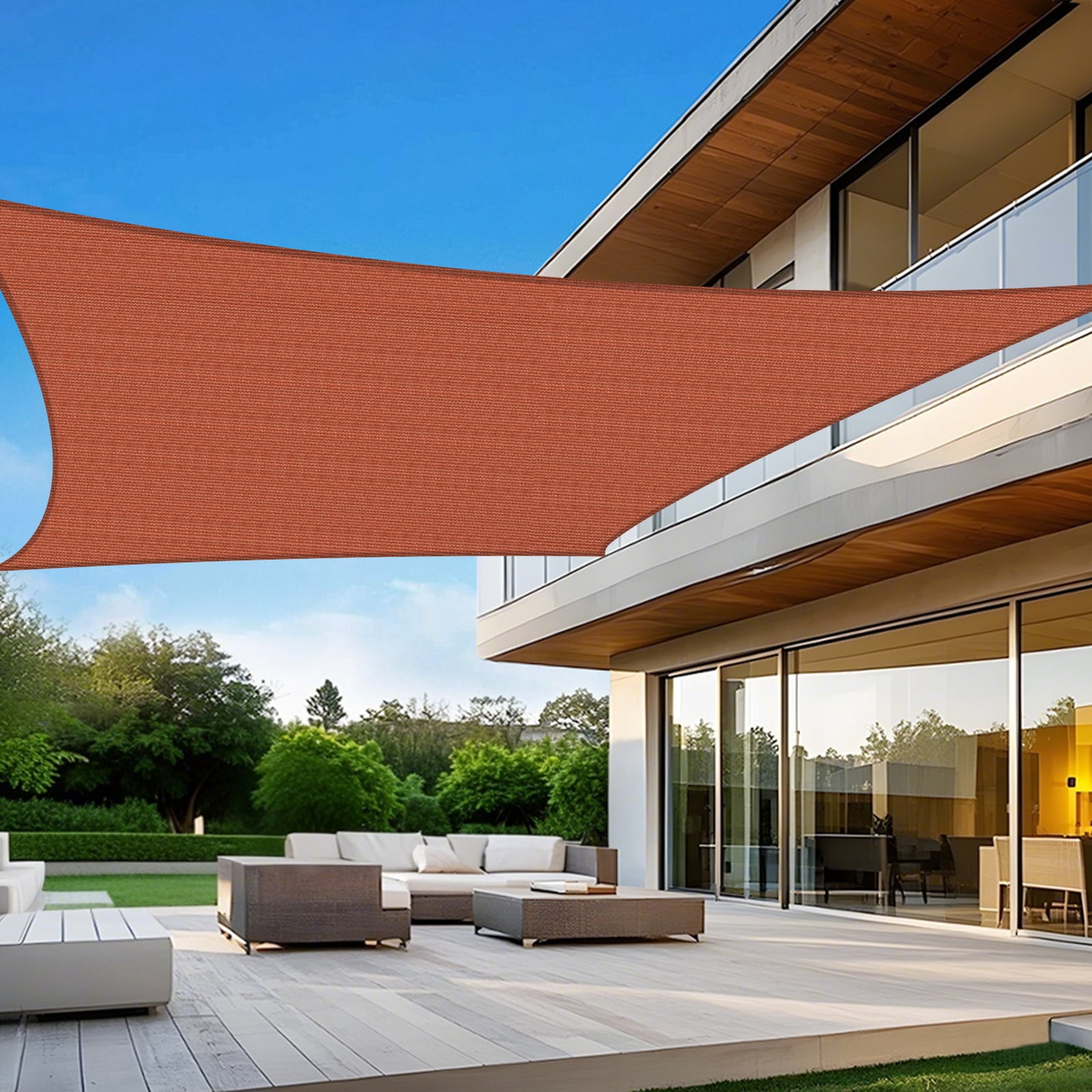 NAWAY 12'X16' Rust Red Rectangular Sun Shade Sail – HDPE 95% UV Block ...