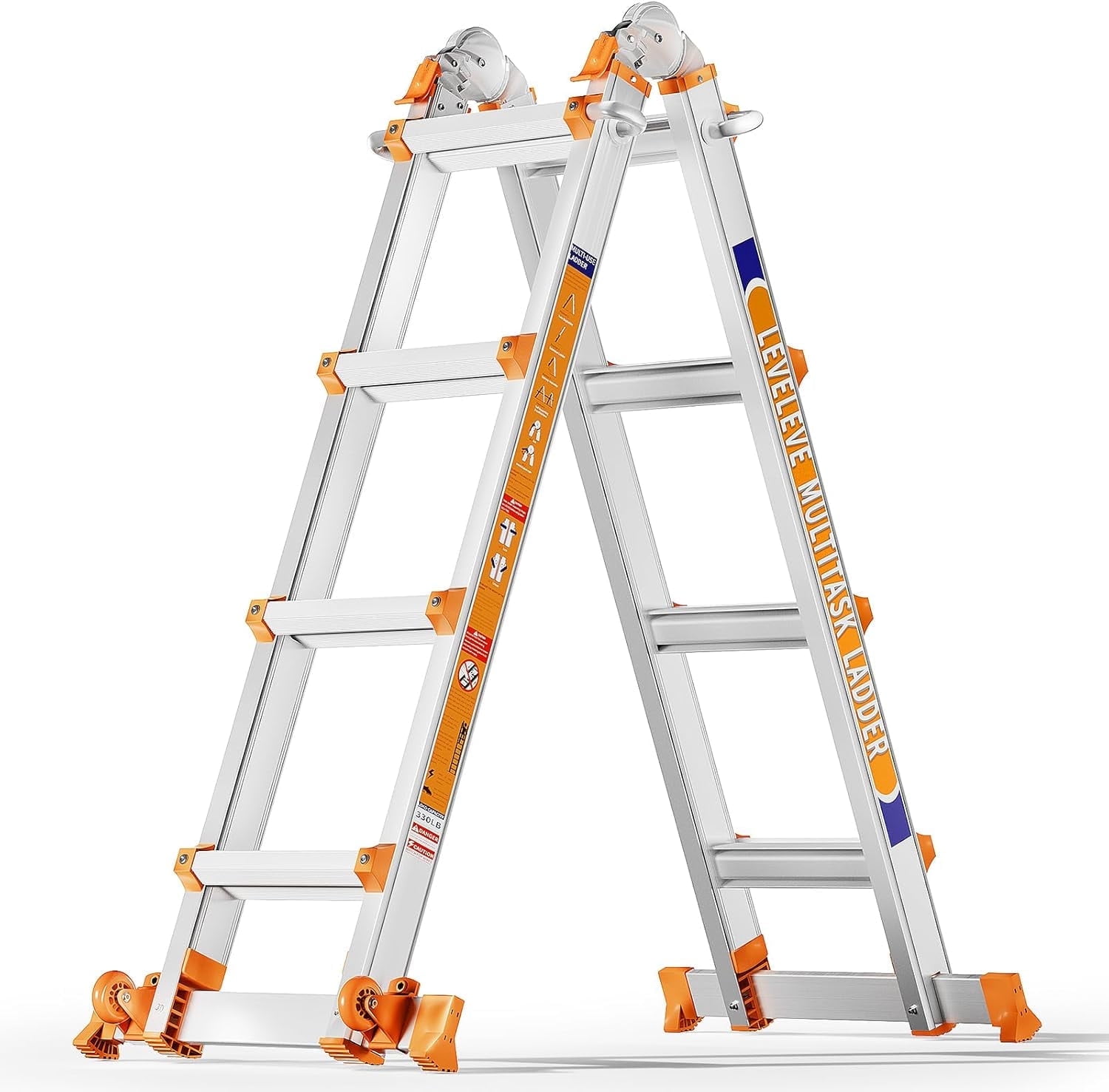 NAWAY 14FT Multi-Position Folding Ladder, a-Frame 4-Step with ...