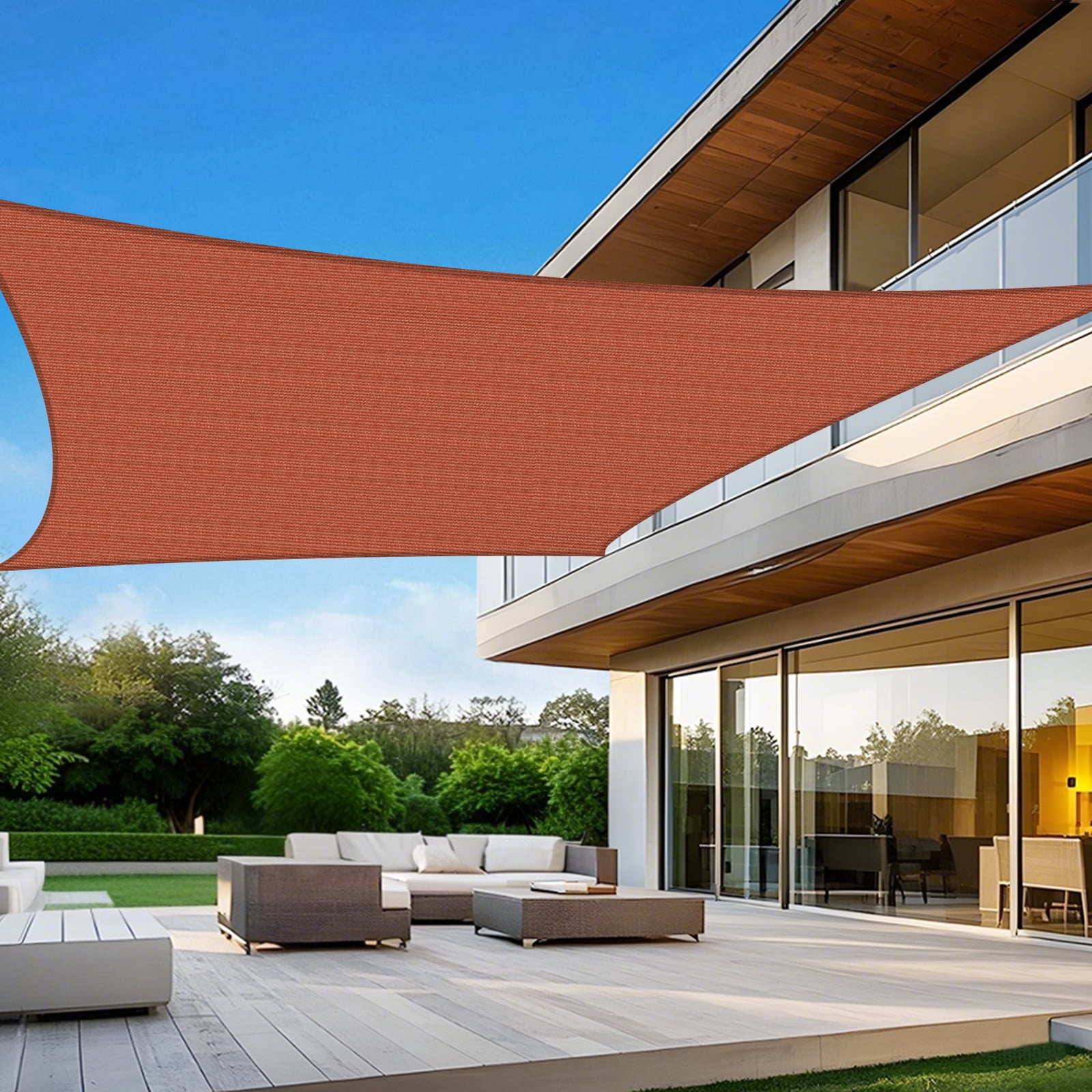 NAWAY 20'X20' Rust Red Rectangular Sun Shade Sail – HDPE 95% UV Block ...