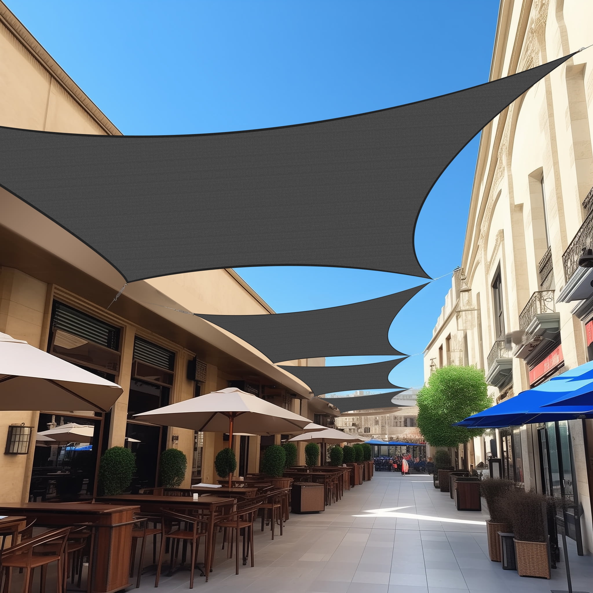 NAWAY 20'X26'-Enhanced version Dark Grey Rectangular Sun Shade Sail – HDPE 95% UV Block Outdoor ...
