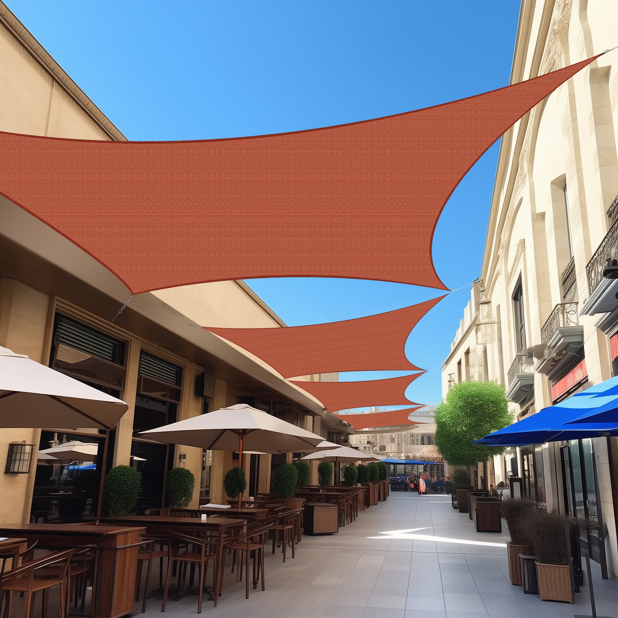 NAWAY 20'X26'-Enhanced version Rust Red Rectangular Sun Shade Sail – HDPE 95% UV Block Outdoor ...