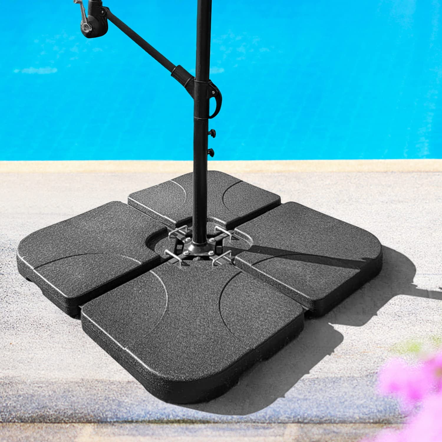 NAWAY 4PCS Square Offset Umbrella Base Heavy Duty Plastic Cantilever ...
