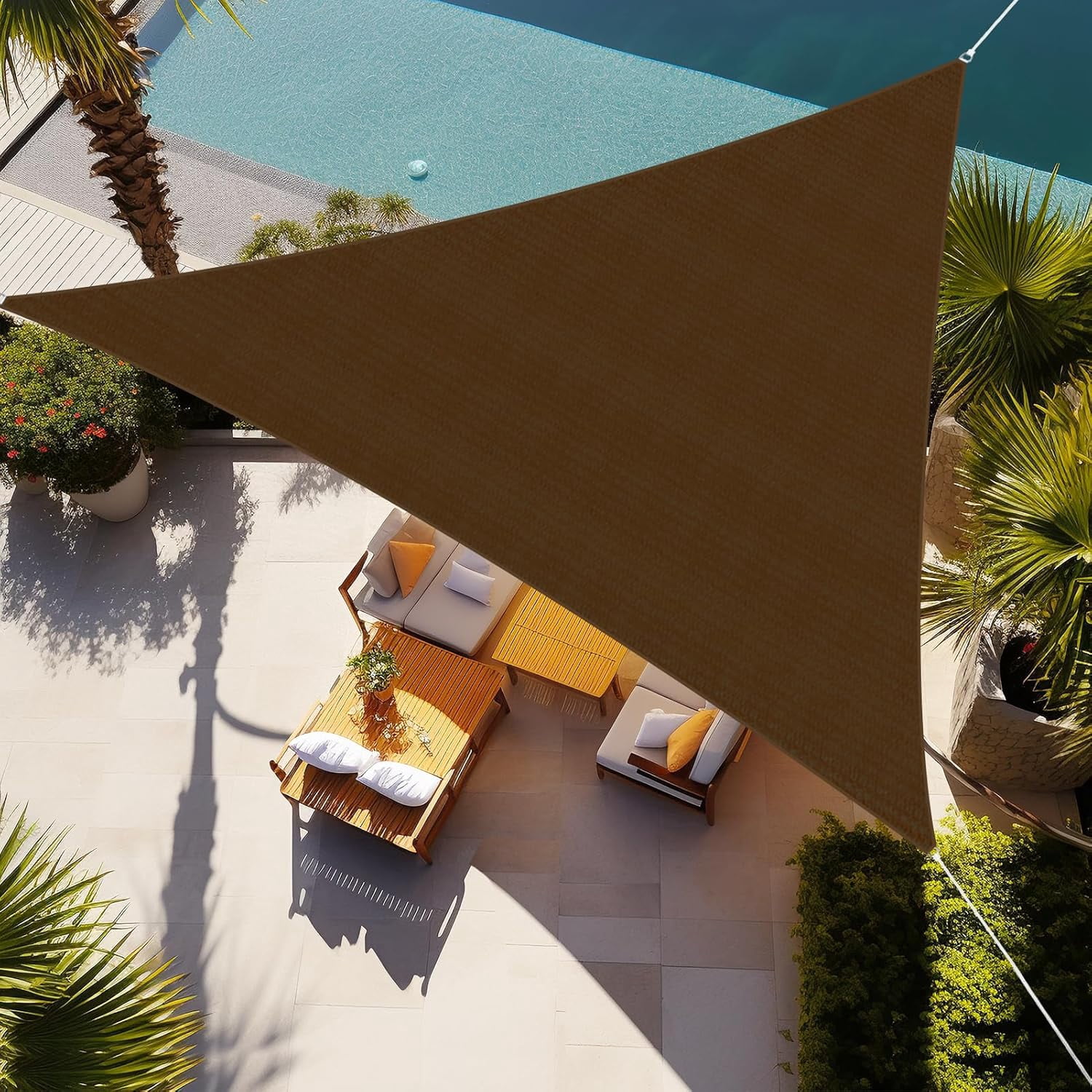 NAWAY Curved Triangle Custom Sun Shade Sail 7'X7'X7' Permeable Canopy ...