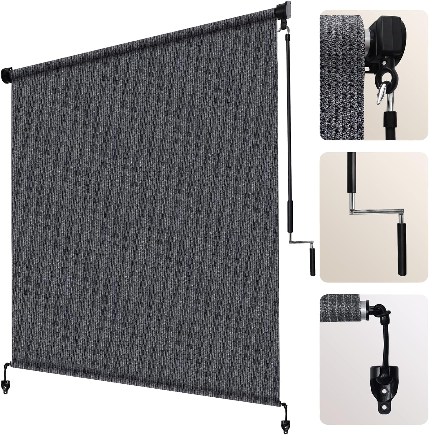 NAWAY Outdoor Roller Shades 6' W x 8' H Cordless Patio Roll Up Blinds ...
