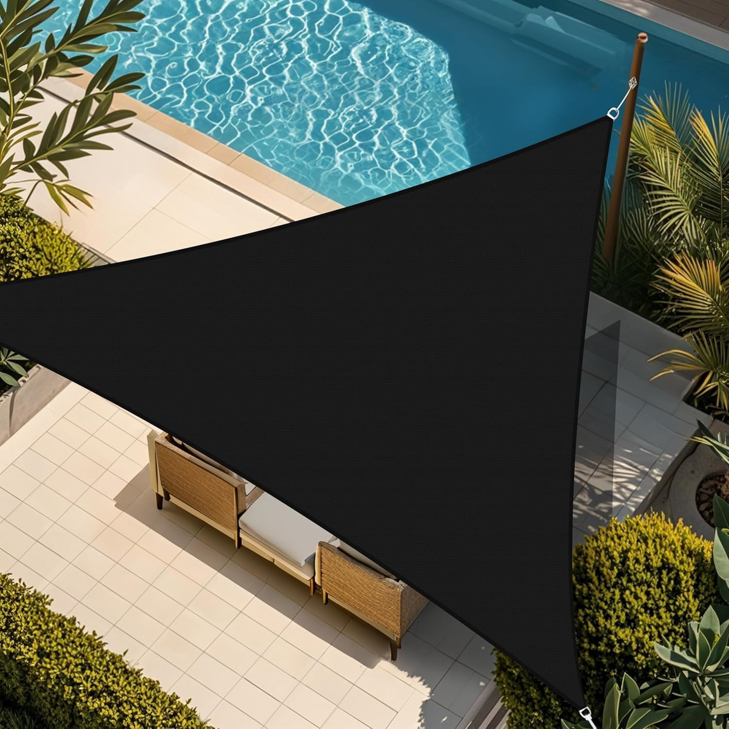 NAWAY Triangle Custom Sun Shade Sail 18'X18'X25.5' Permeable Canopy ...