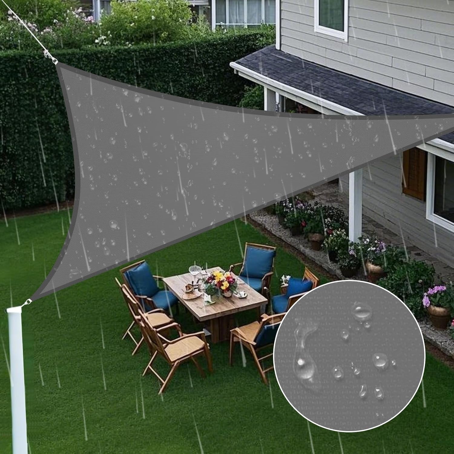 NAWAY Waterproof Sun Shade Sail 16'X16'X16' Triangular UV Resistant ...