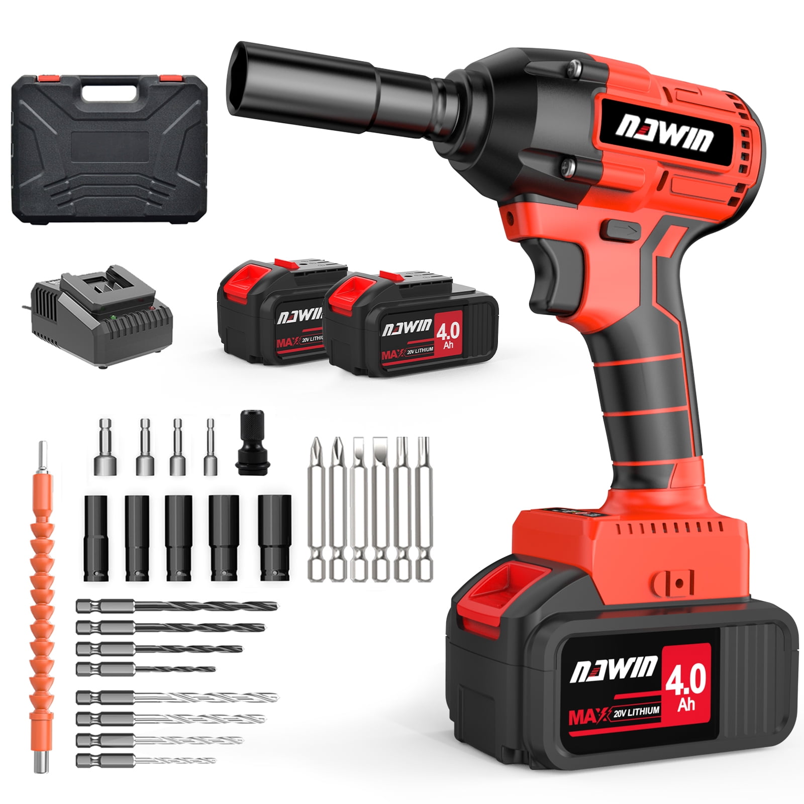NAWIN Cordless Impact Wrench,1/2 Impact Gun,Brushless,Multi-Speed ...