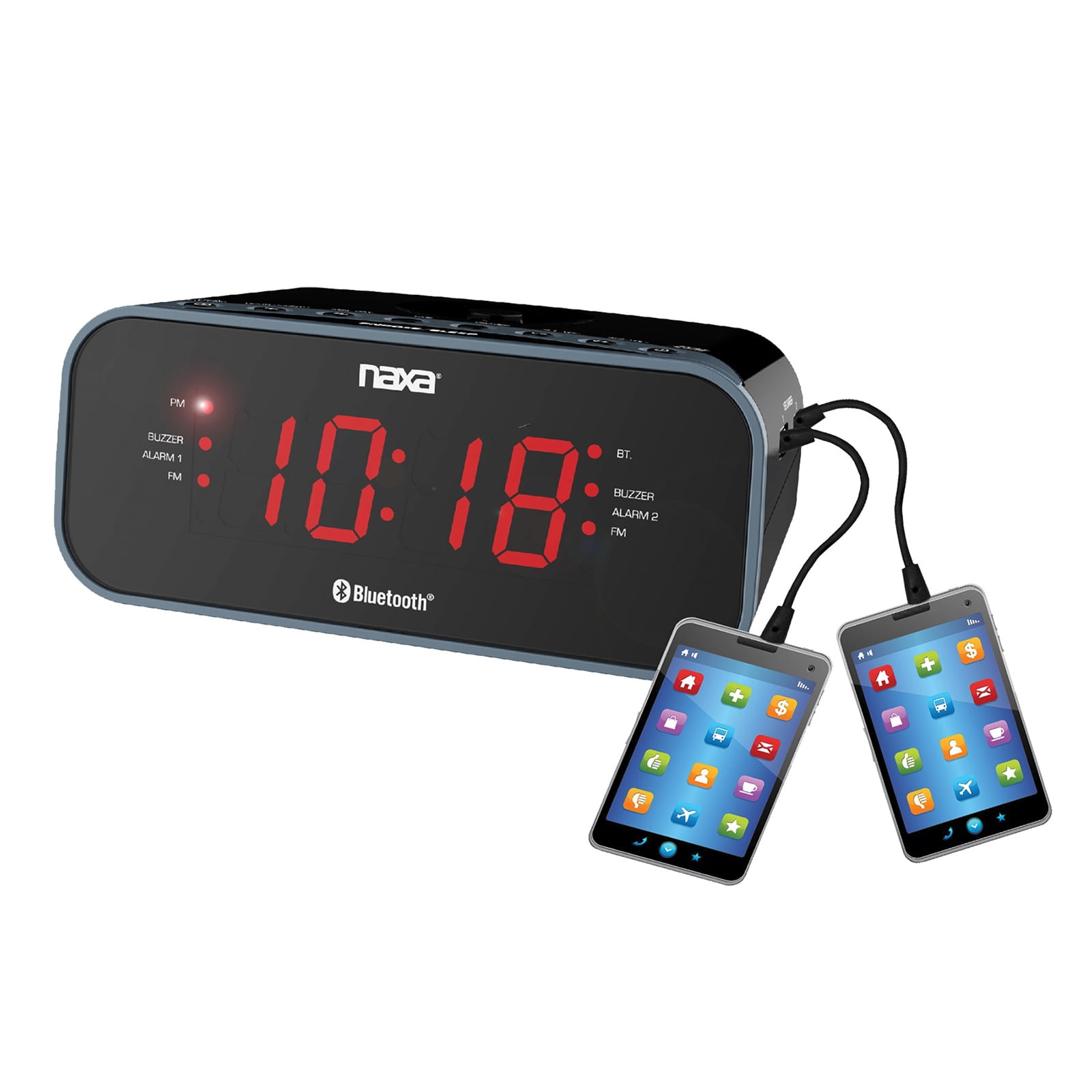 NAXA Electronics Dual Radio Alarm Clock - Black - Walmart.com
