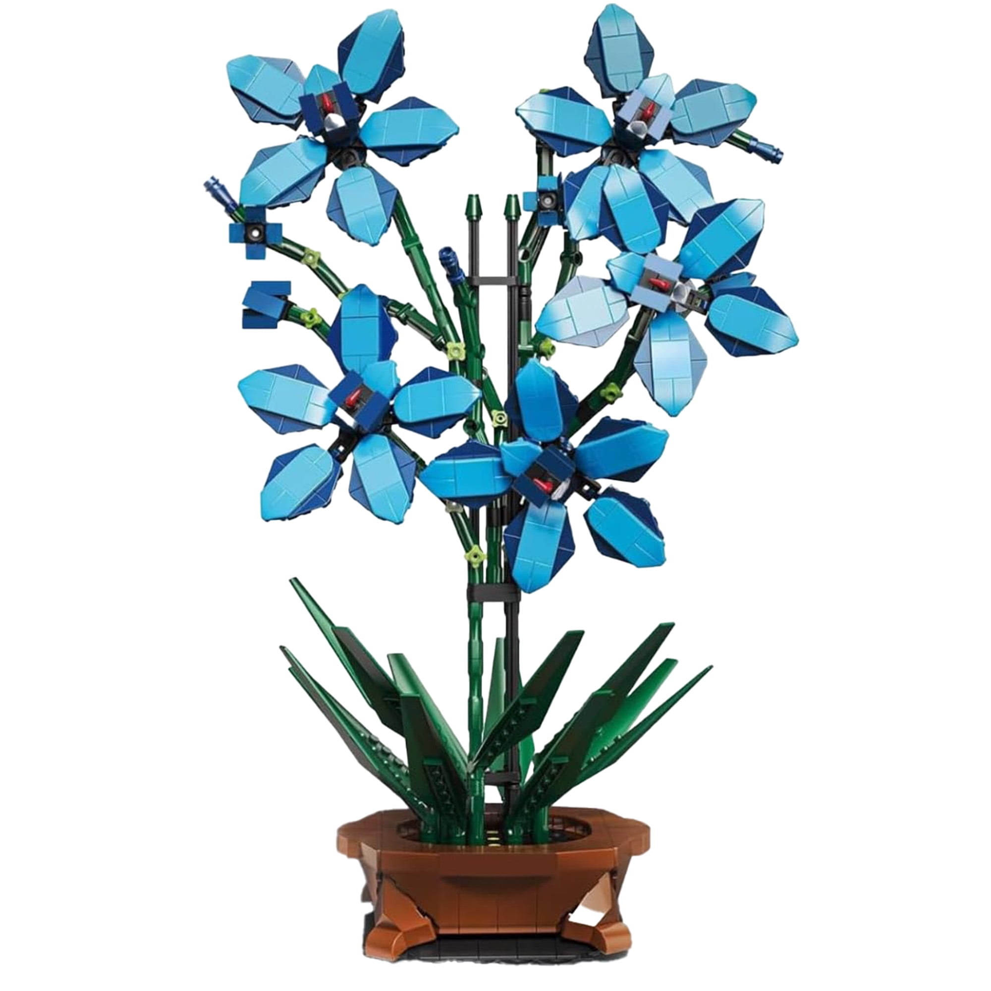 NAYIHOOP Blue Orchid Flowers Bouquet Building Sets Home Decor for ...
