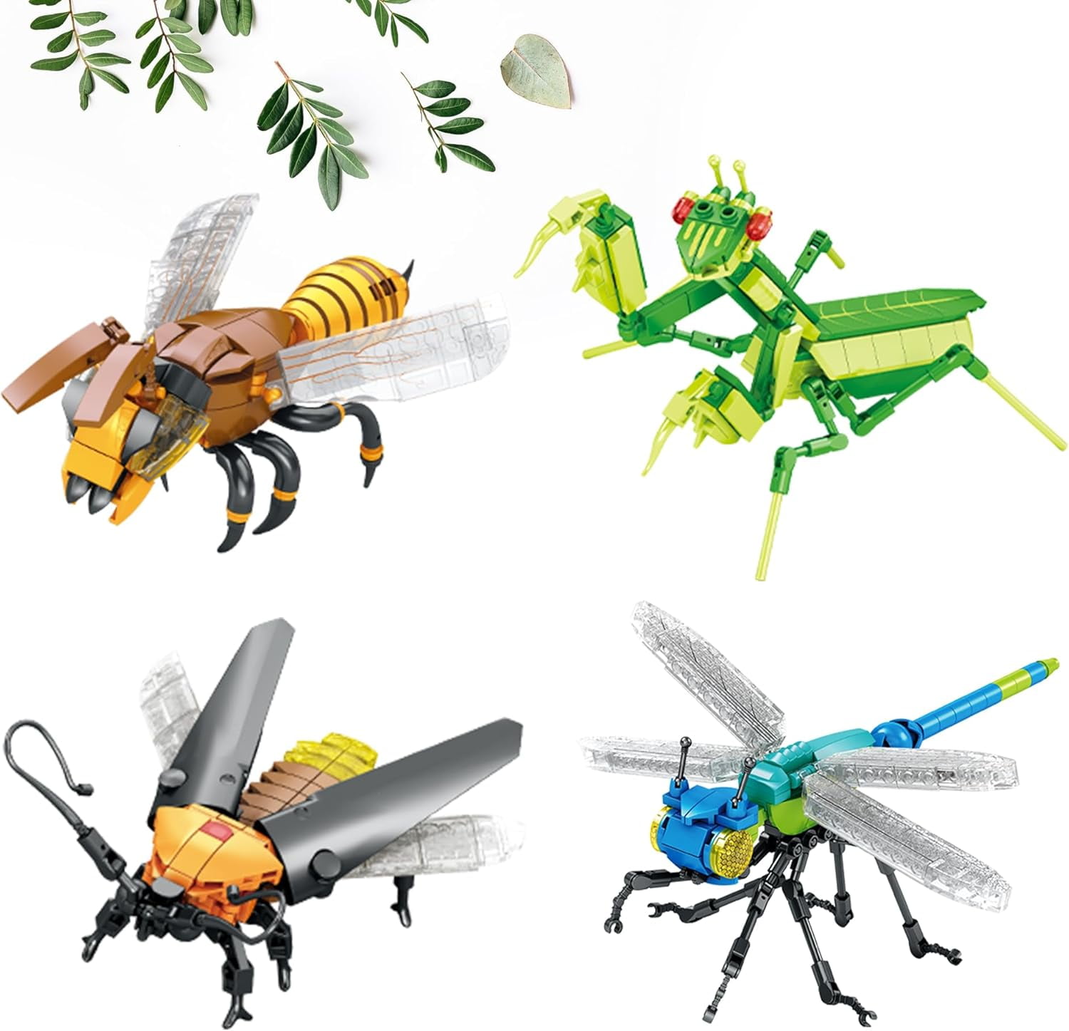 NAYIHOOP Insect Bugs Building Sets Dragonfly Mantis Wasp Firefly for ...