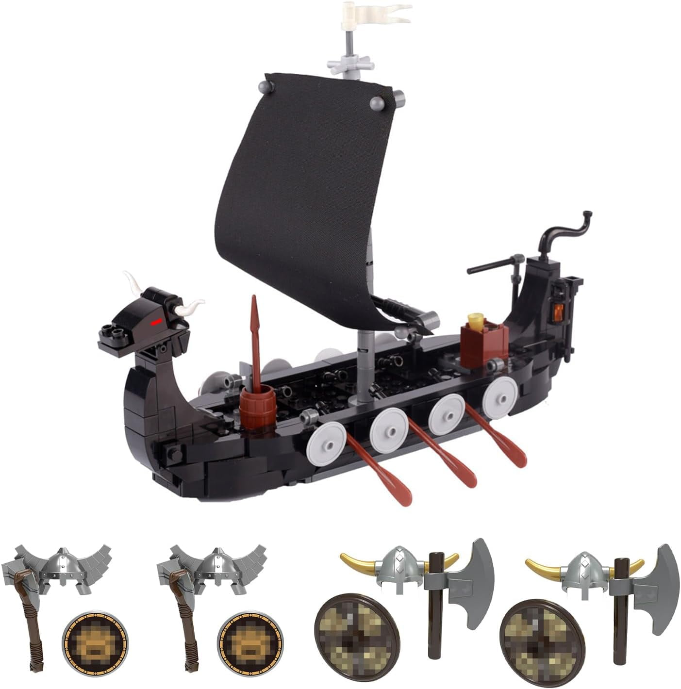 NAYIHOOP Medieval Viking Bull Pirate Ship Building Sets for Adults ...