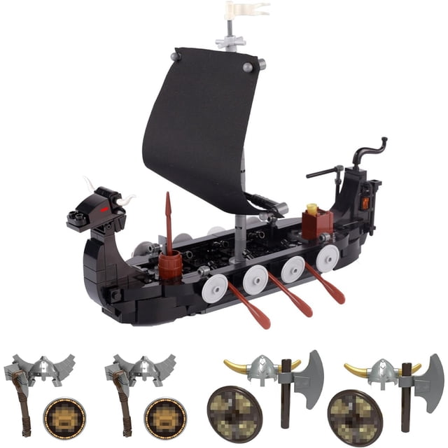 NAYIHOOP Medieval Viking Bull Pirate Ship Building Sets for Adults ...