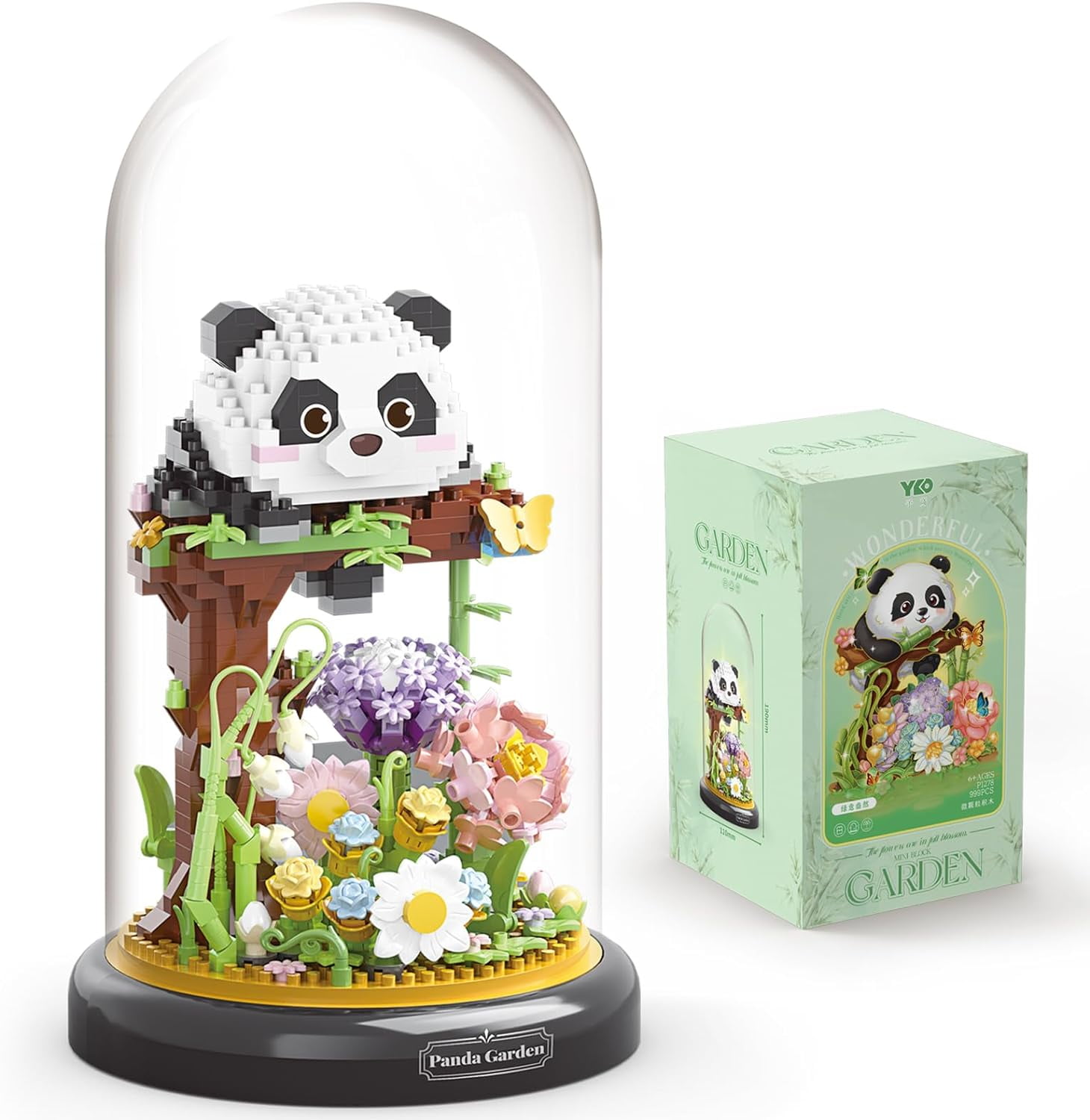 NAYIHOOP Panda Flower Bouquet Bonsai Tree Building Sets Animal for ...