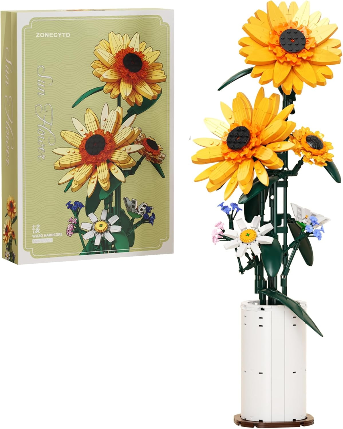 NAYIHOOP Sunflower Bouquet Building Sets with Vase for Adults Girls ...
