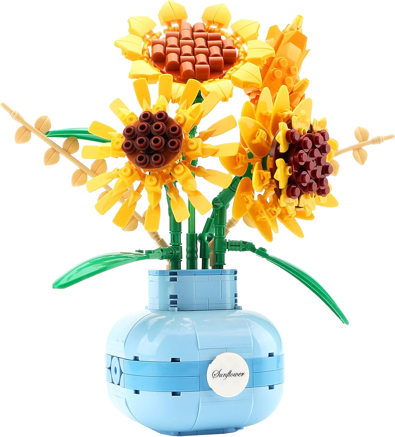 NAYIHOOP Sunflower Building Sets Flower Bouquet with Vase Home Decor ...