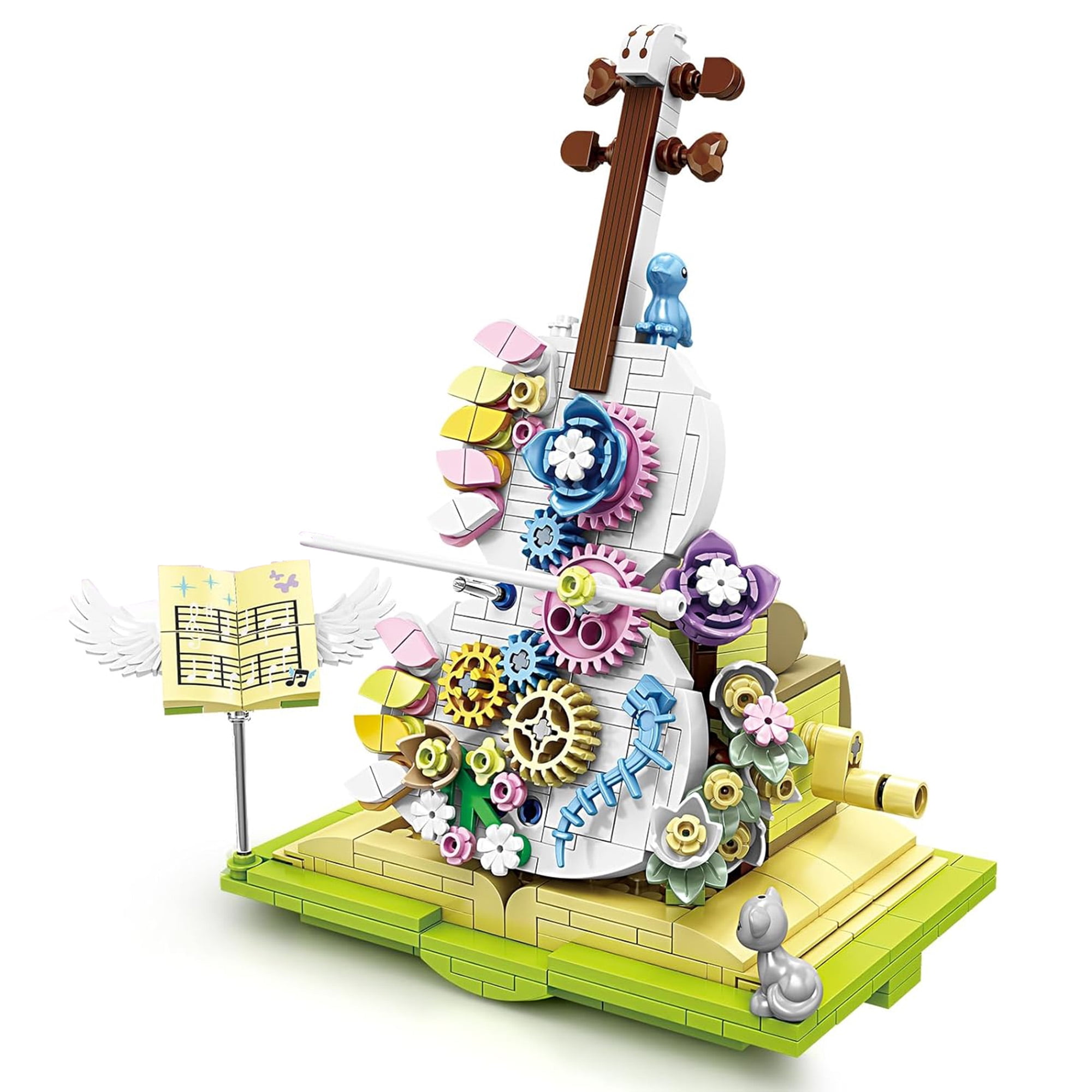 NAYIHOOP Violin Flowers Building Sets with Book Succulent Botanical for ...