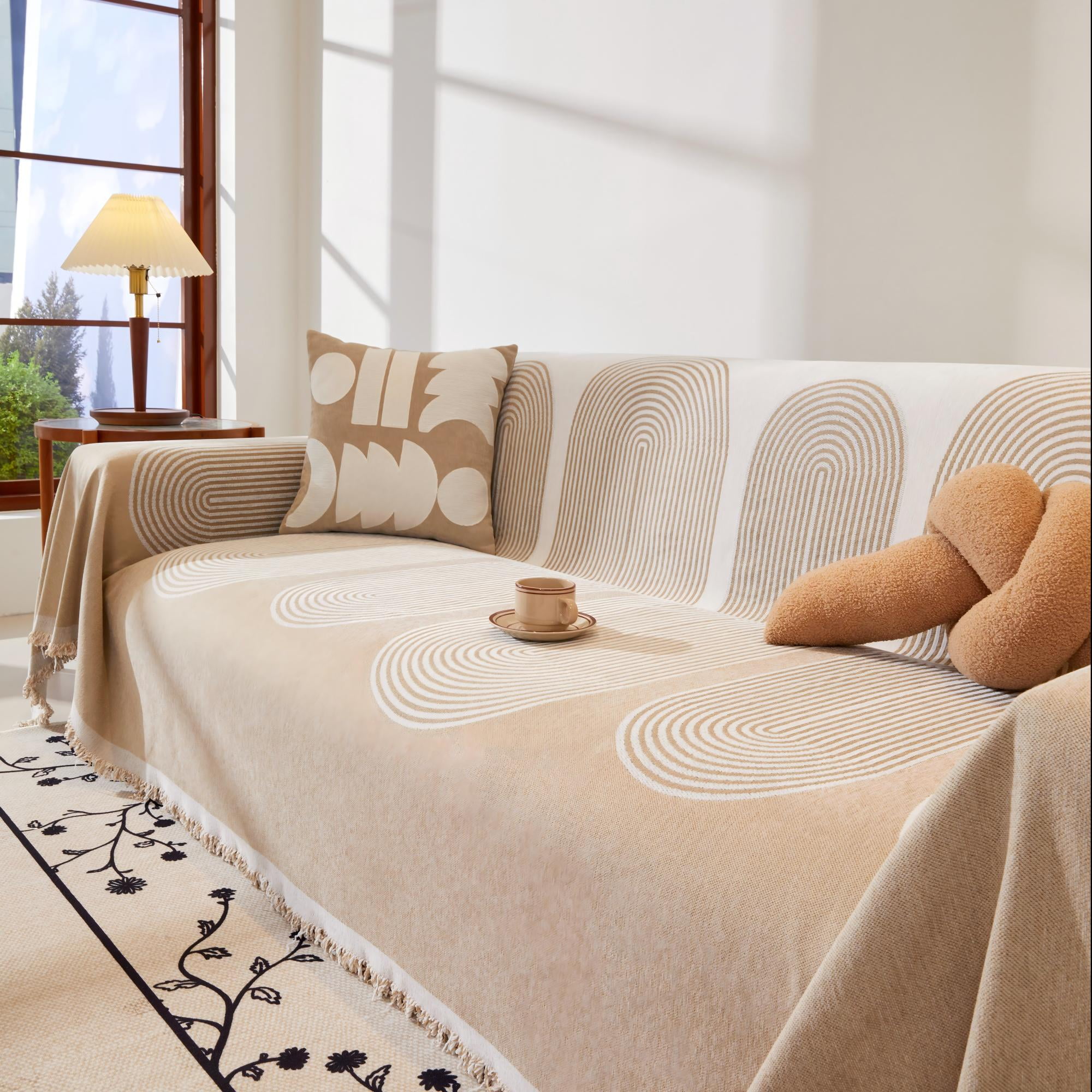 NAYOROOM Artistic Beige Sofa Cover，Couch Cover Protector Slipcover Sofa ...