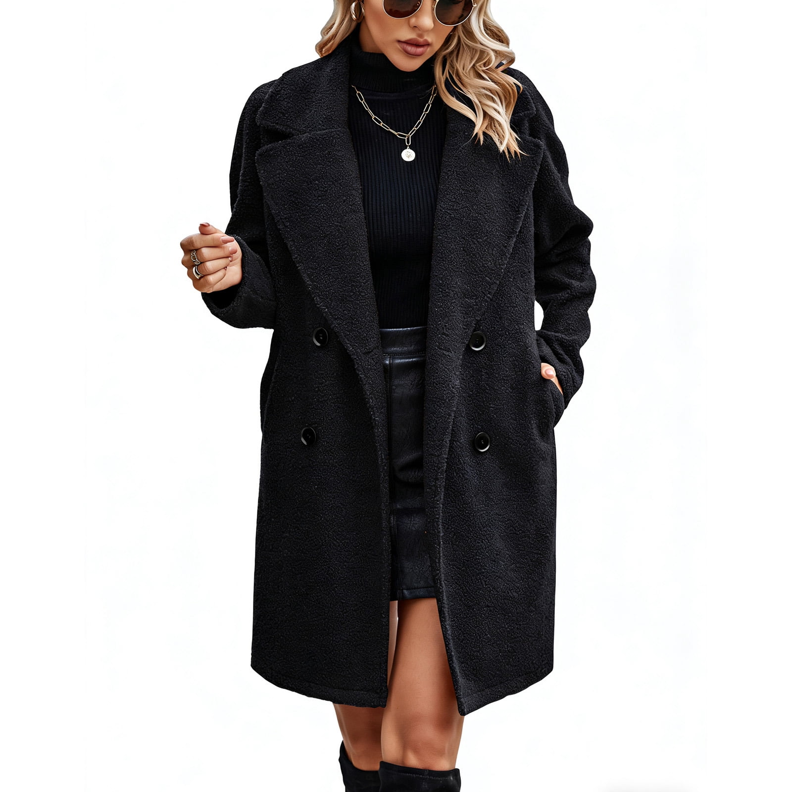 NAYTOAO Winter Warm Coats for Women Long Sherpa Coat - Fuzzy Faux Fur ...