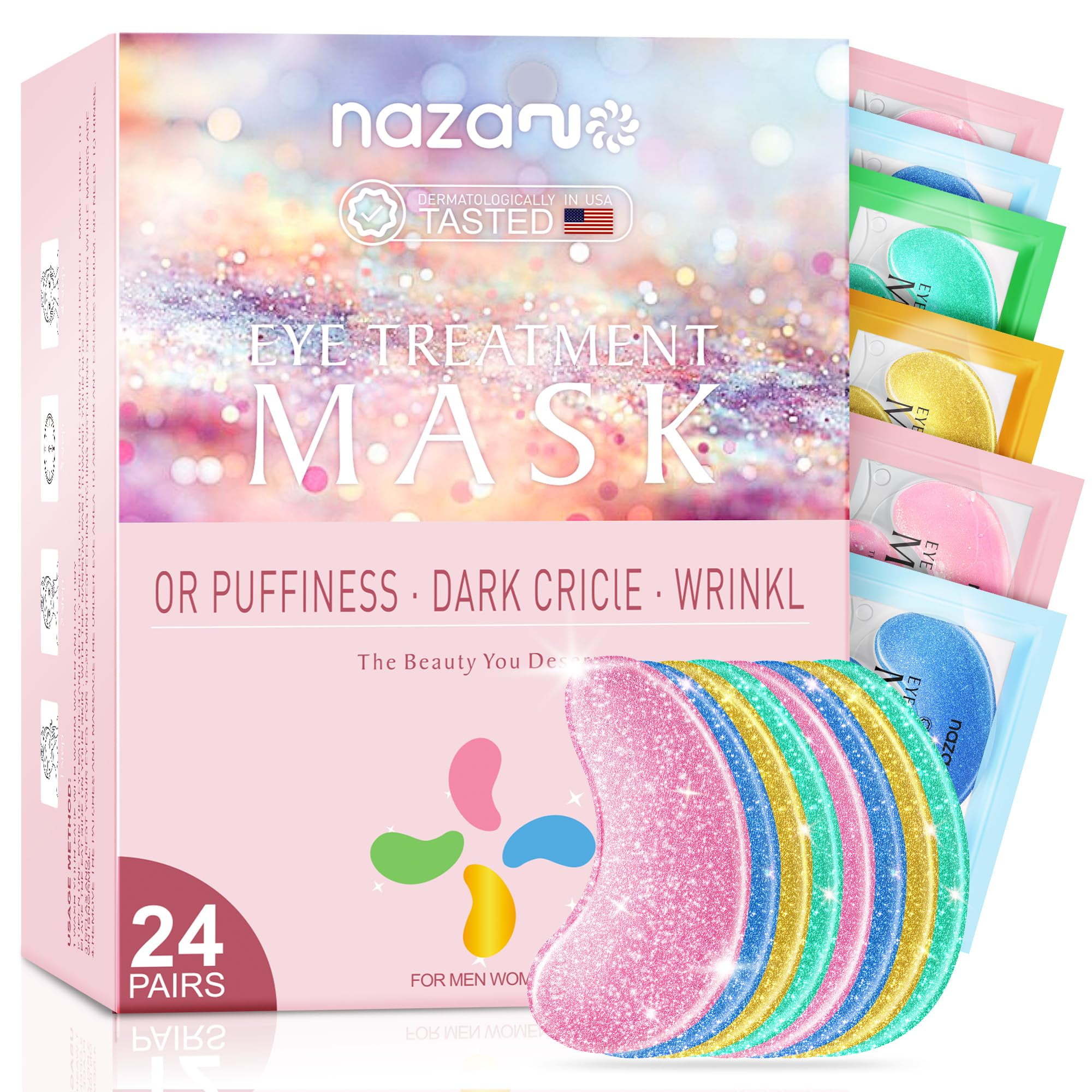 NAZANO Under Eye Patches(24 Pairs), HYZ01 Mixed 4-Color Eye Masks ...