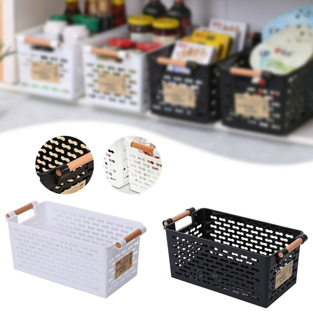 NAZISHW Plastic Storage Basket Desktop Weave Basket With Handle ...
