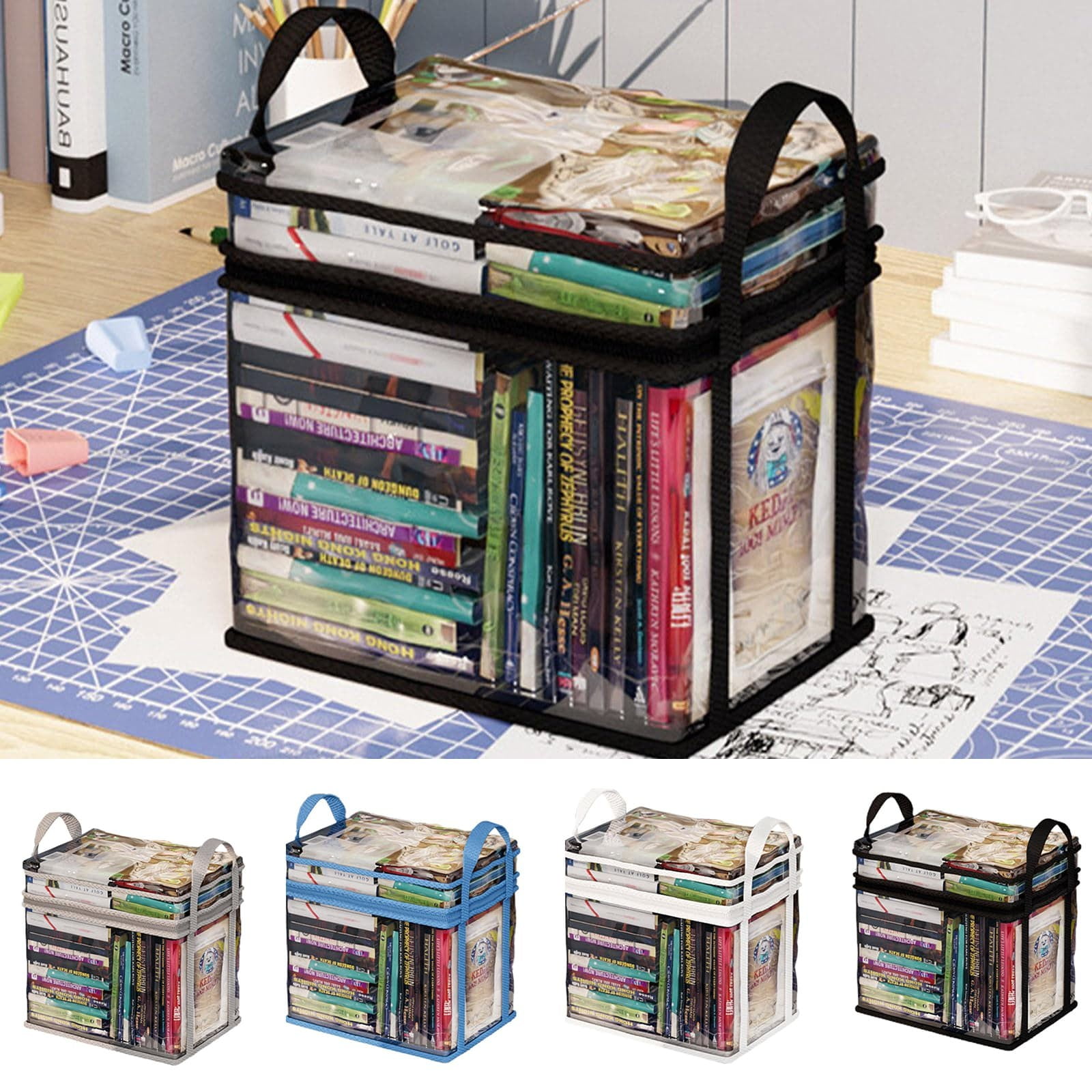 NAZISHW Transparent Storage Box Student Book Storage Bag Transparent ...