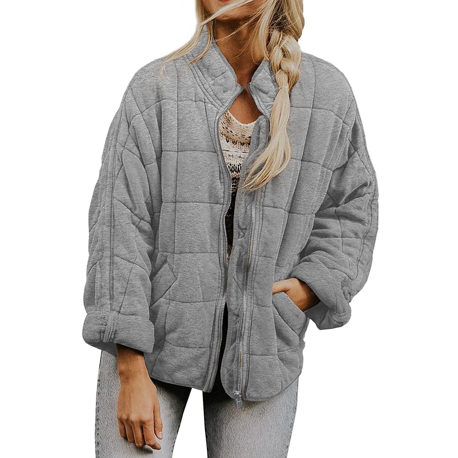 NAZISHW Womens Quilted Puffer Jackets Lightweight Dolman Quilted Jacket ...
