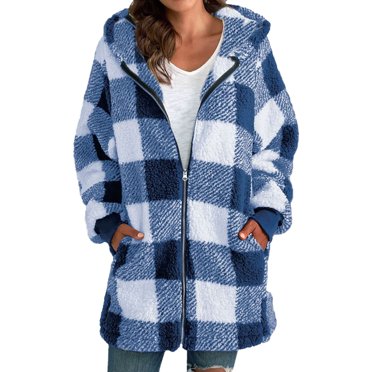 White Mark Women's Plaid Sherpa Shacket Jacket - Walmart.com