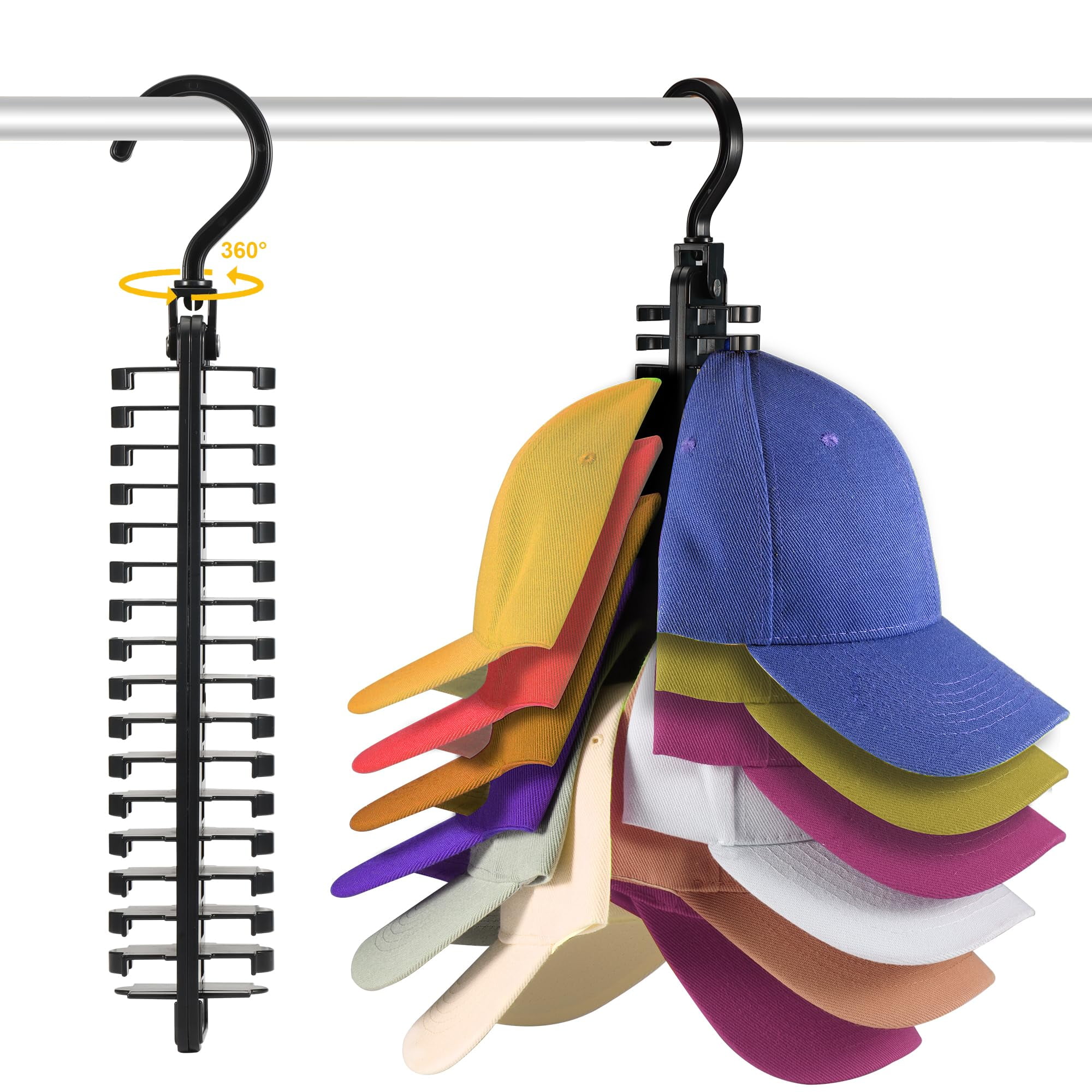 NAZZO Hat Organizer for Baseball Caps, 360-degree Rotating Hat Rack for ...