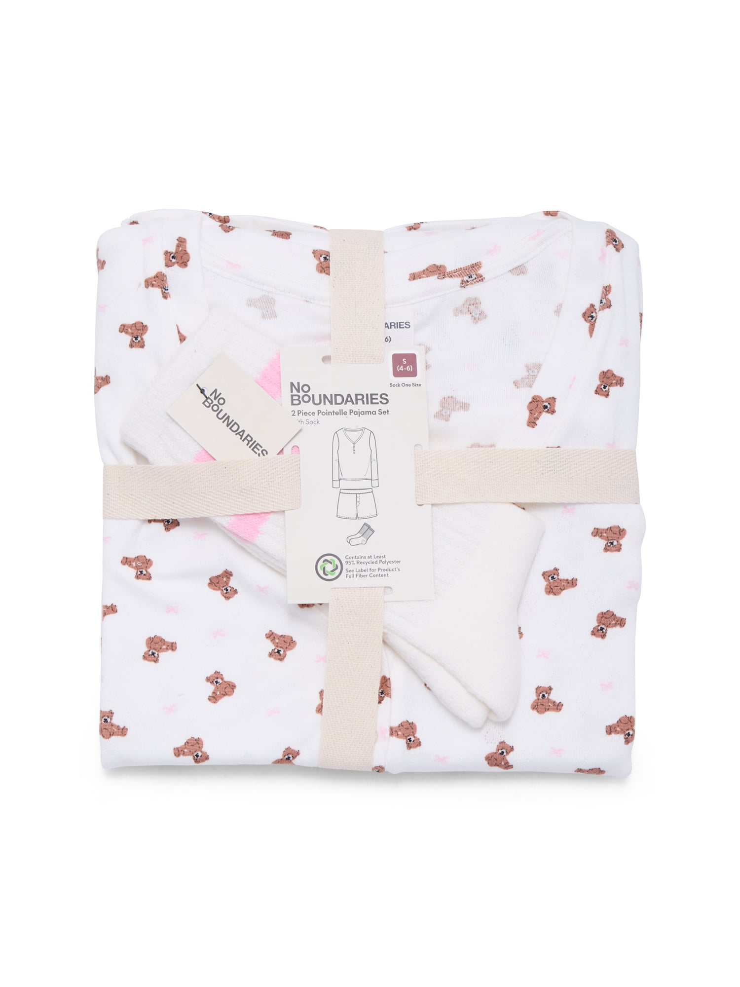 No Boundaries Giftable Long Sleeve Henley Sleep Top and Shorts Set with ...