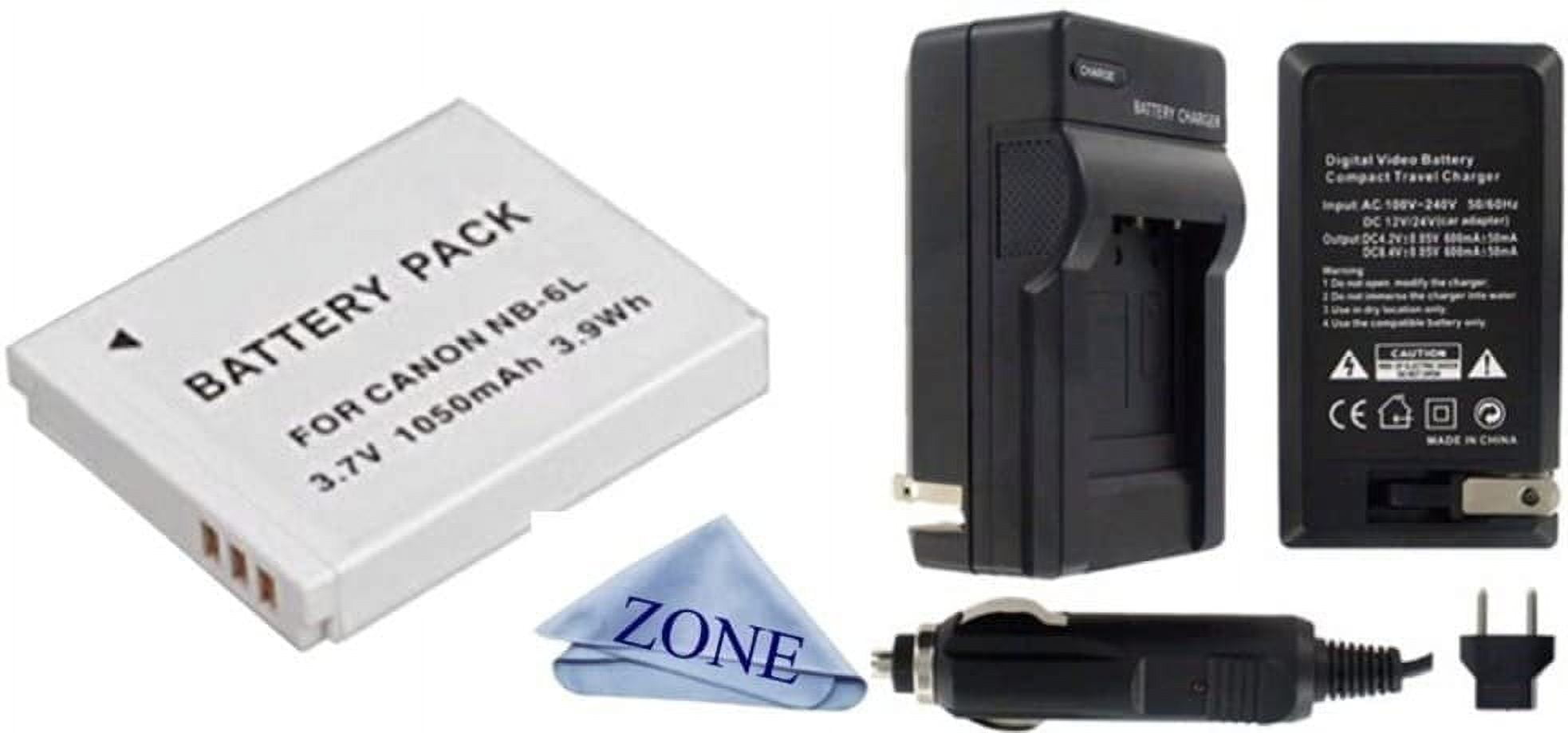 Accessory Zone Rechargeable Lithium Ion NB-6L NB-6LH Batteries, 1700mAh, Charger for Canon ...