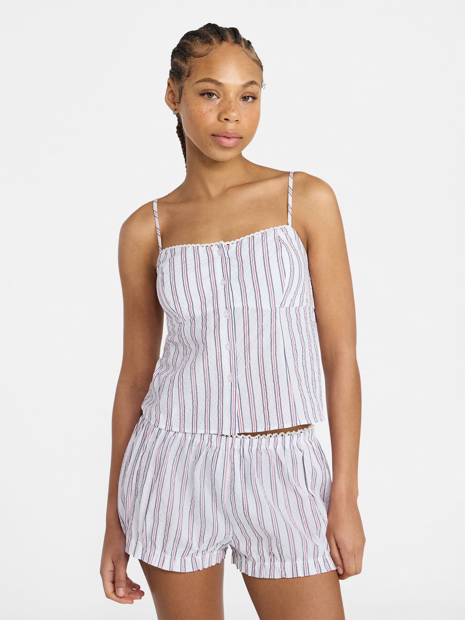 No Boundaries Cami Top and Bloomer Shorts Sleep Set, 2-Piece, Women's ...