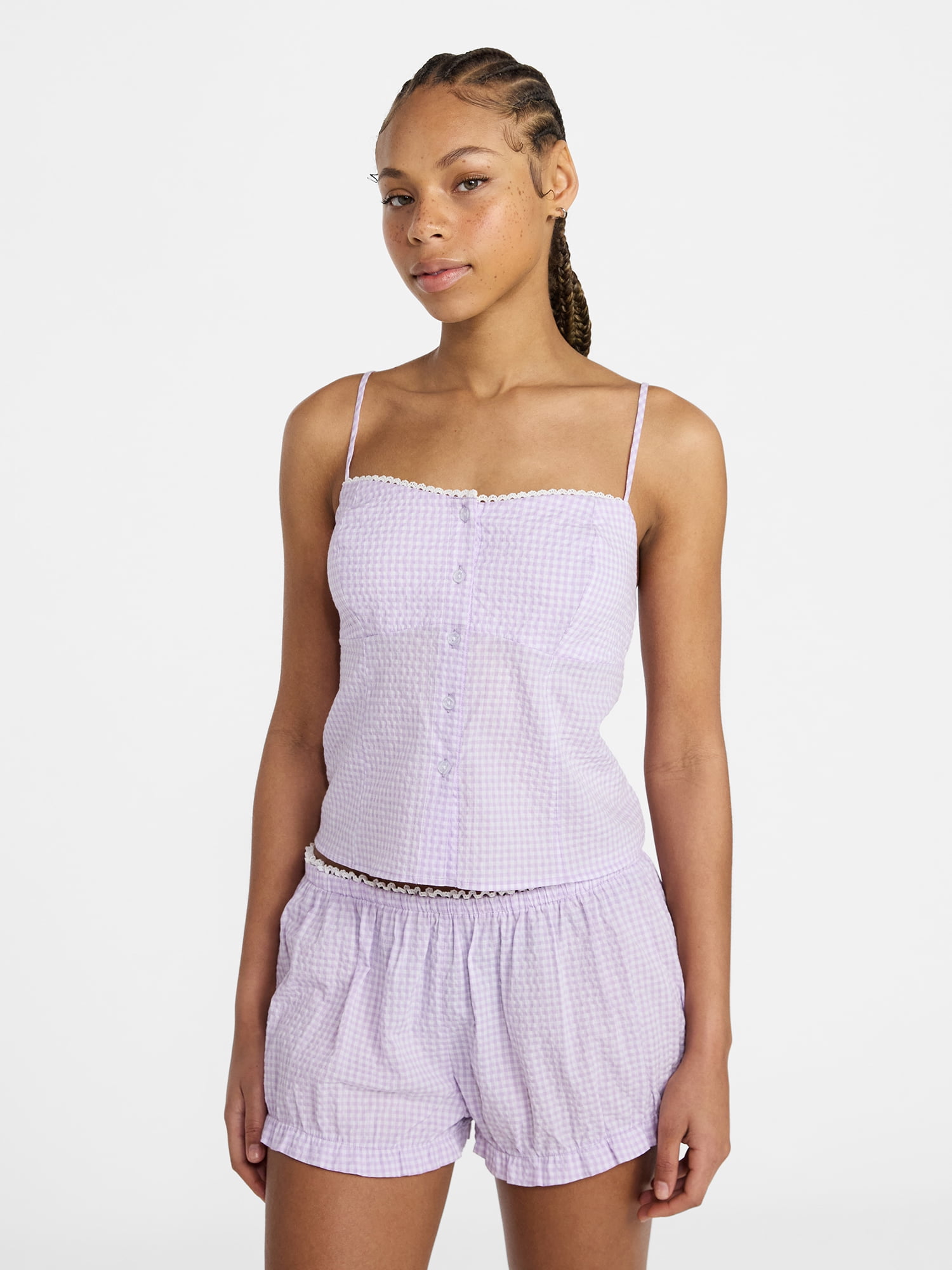 No Boundaries Cami Top and Bloomer Shorts Sleep Set, 2-Piece, Women's ...