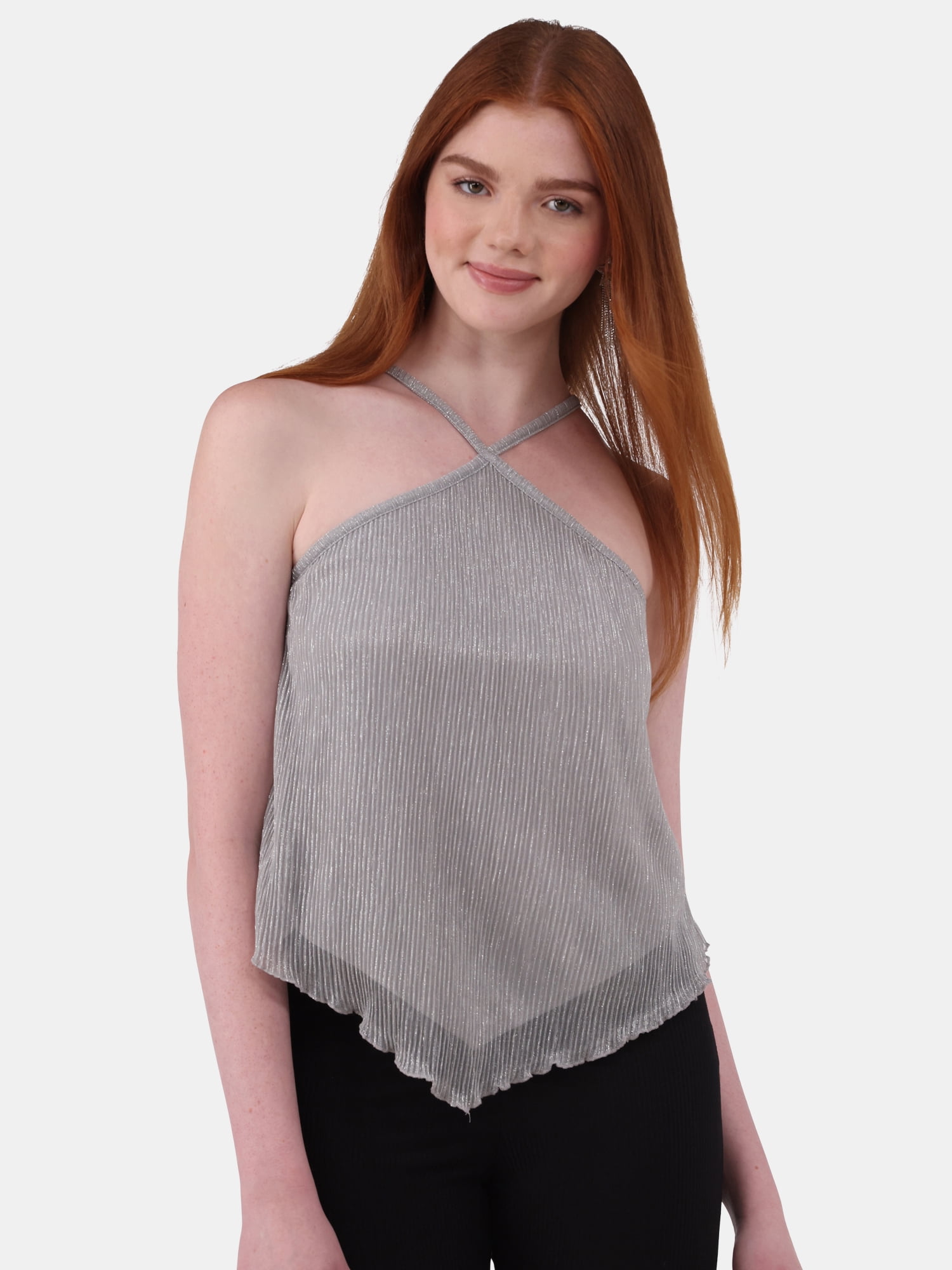 No Boundaries Criss Cross Halter Tank, Women's and Women’s Plus ...