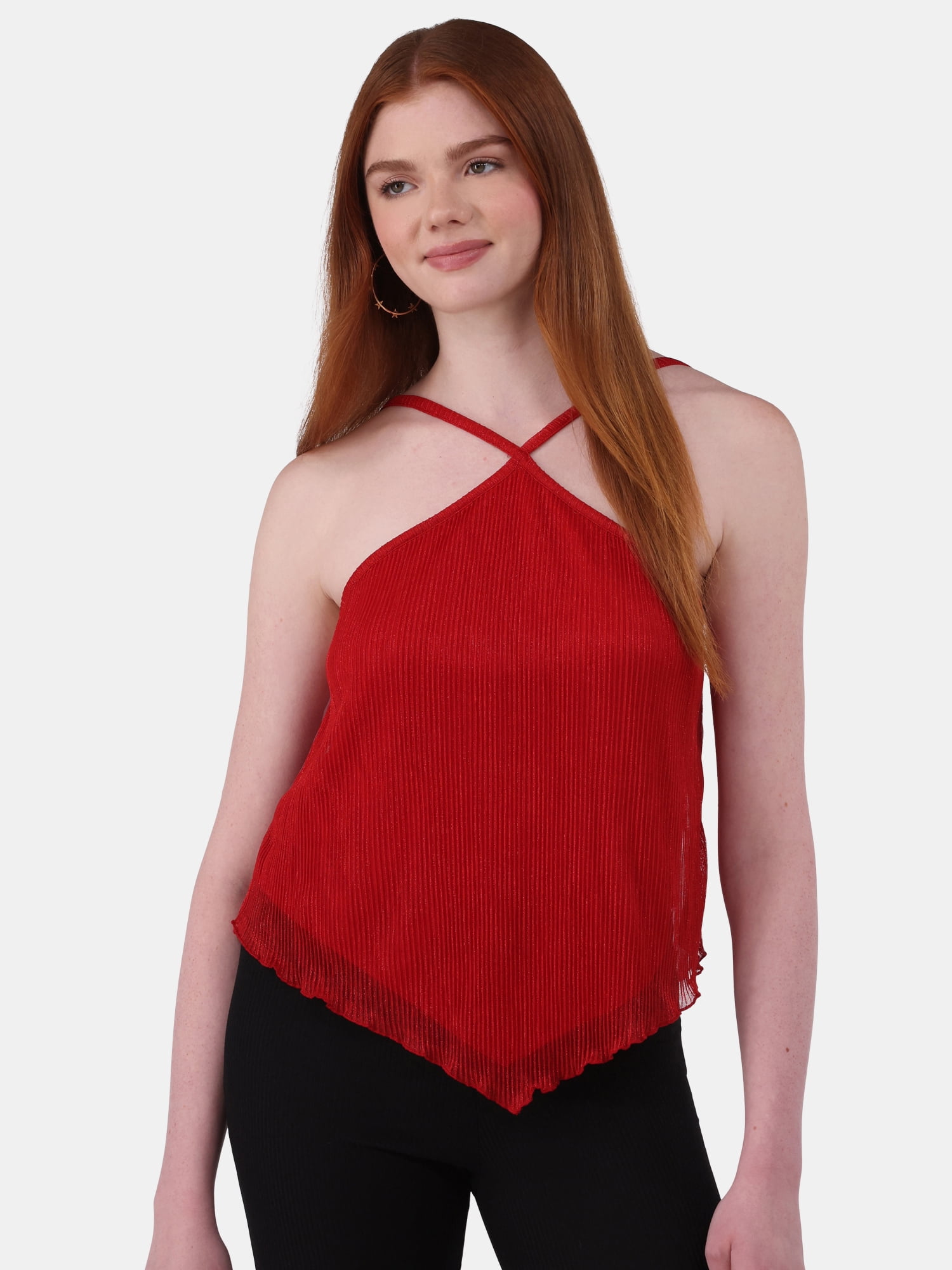 No Boundaries Criss Cross Halter Tank, Women's and Women’s Plus ...
