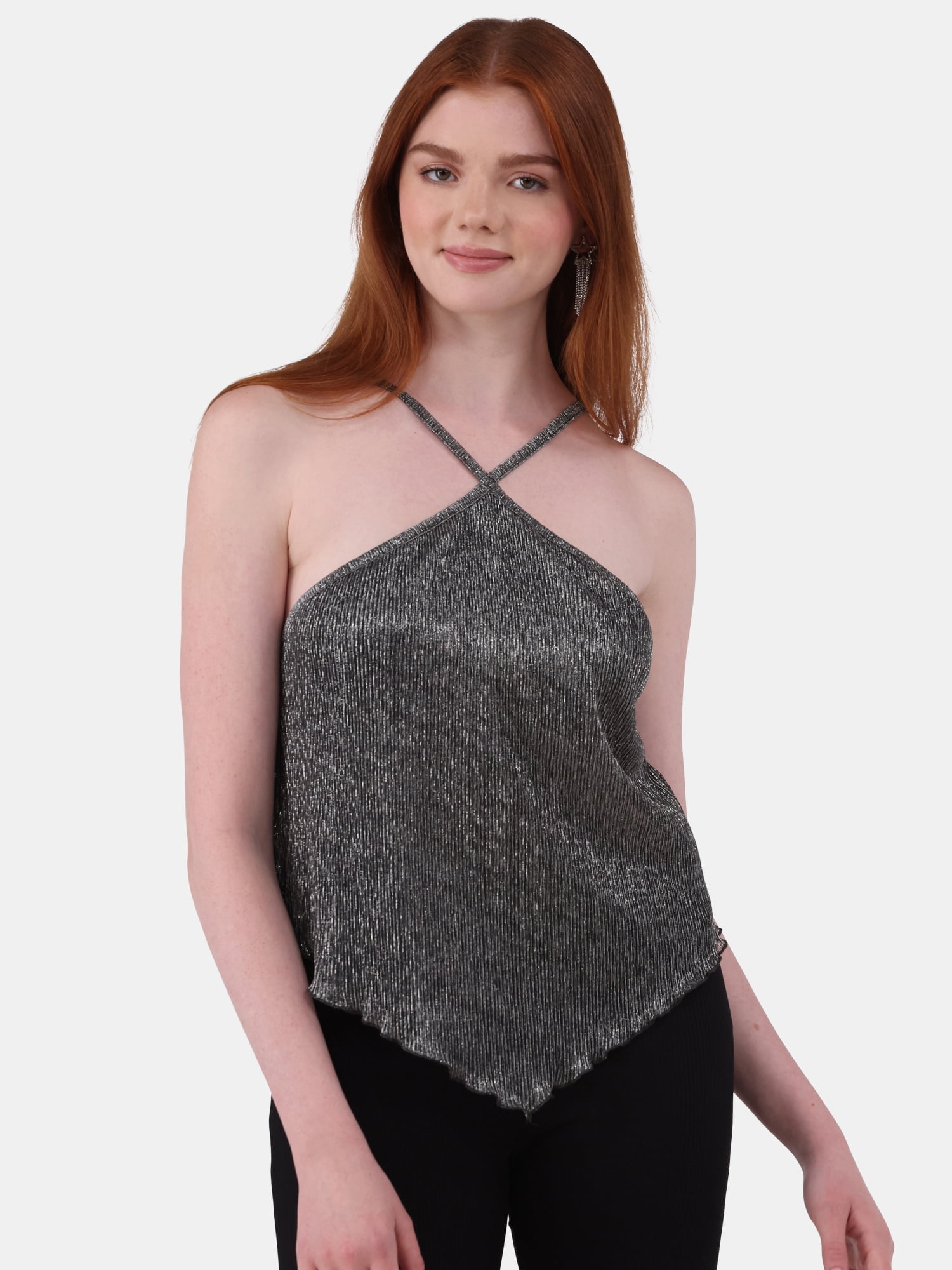 No Boundaries Criss Cross Halter Tank - Overlay - Walmart.com