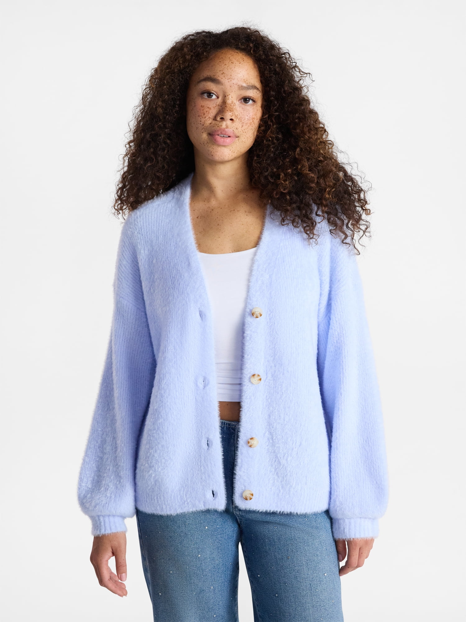 No Boundaries Fashion Button Front Cardigan, Women's - Walmart.com