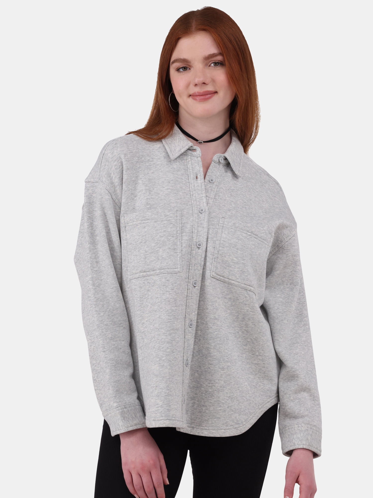 No Boundaries Fleece Shacket, Women's - Walmart.com