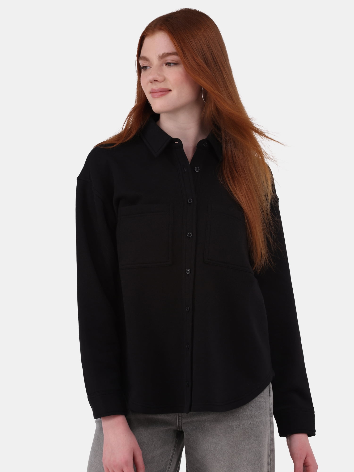 No Boundaries Fleece Shacket, Women's - Walmart.com