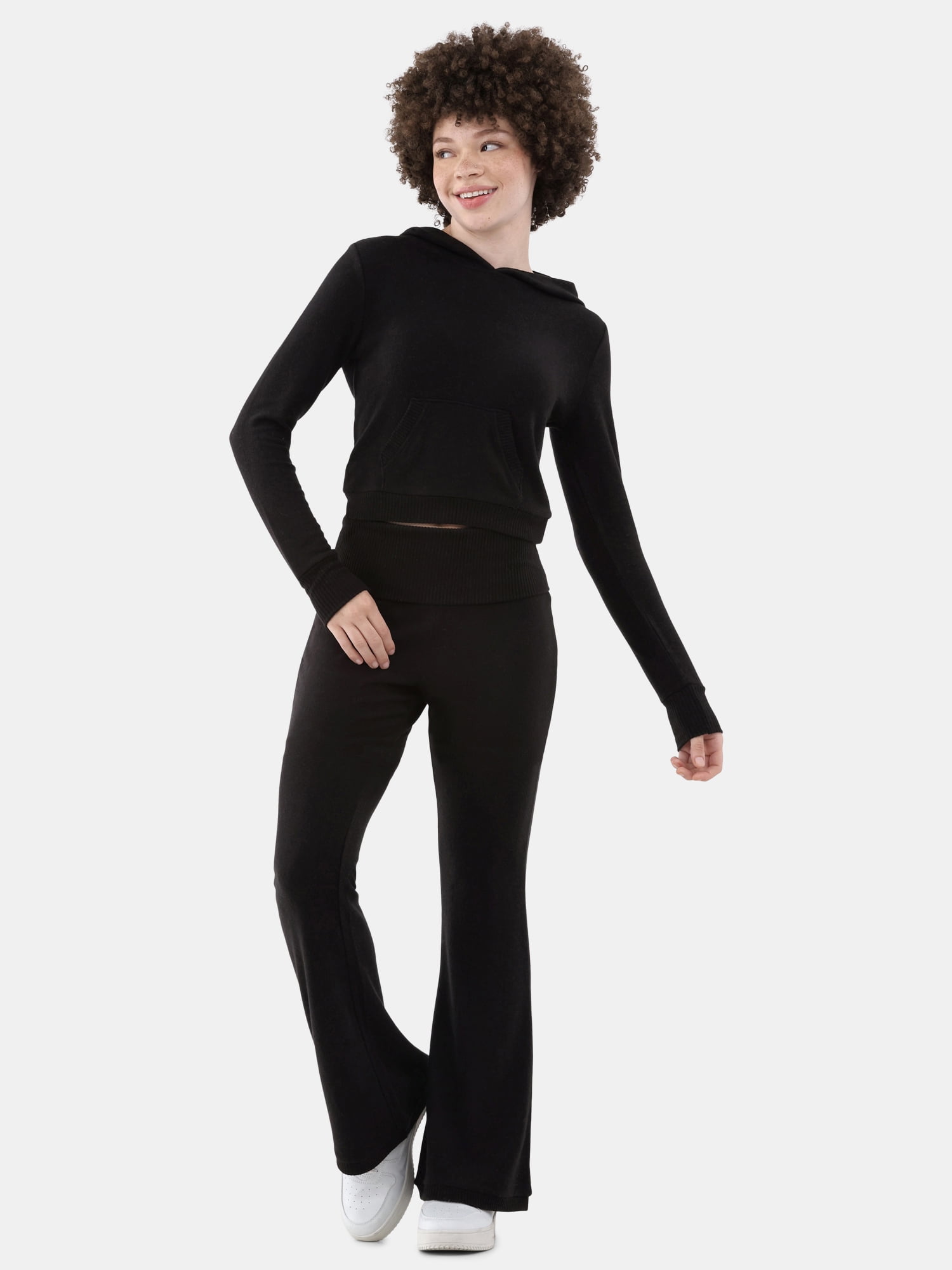 No Boundaries Hacci Knit Hoodie and Pants Set, 2-Piece, Women’s - Walmart.com