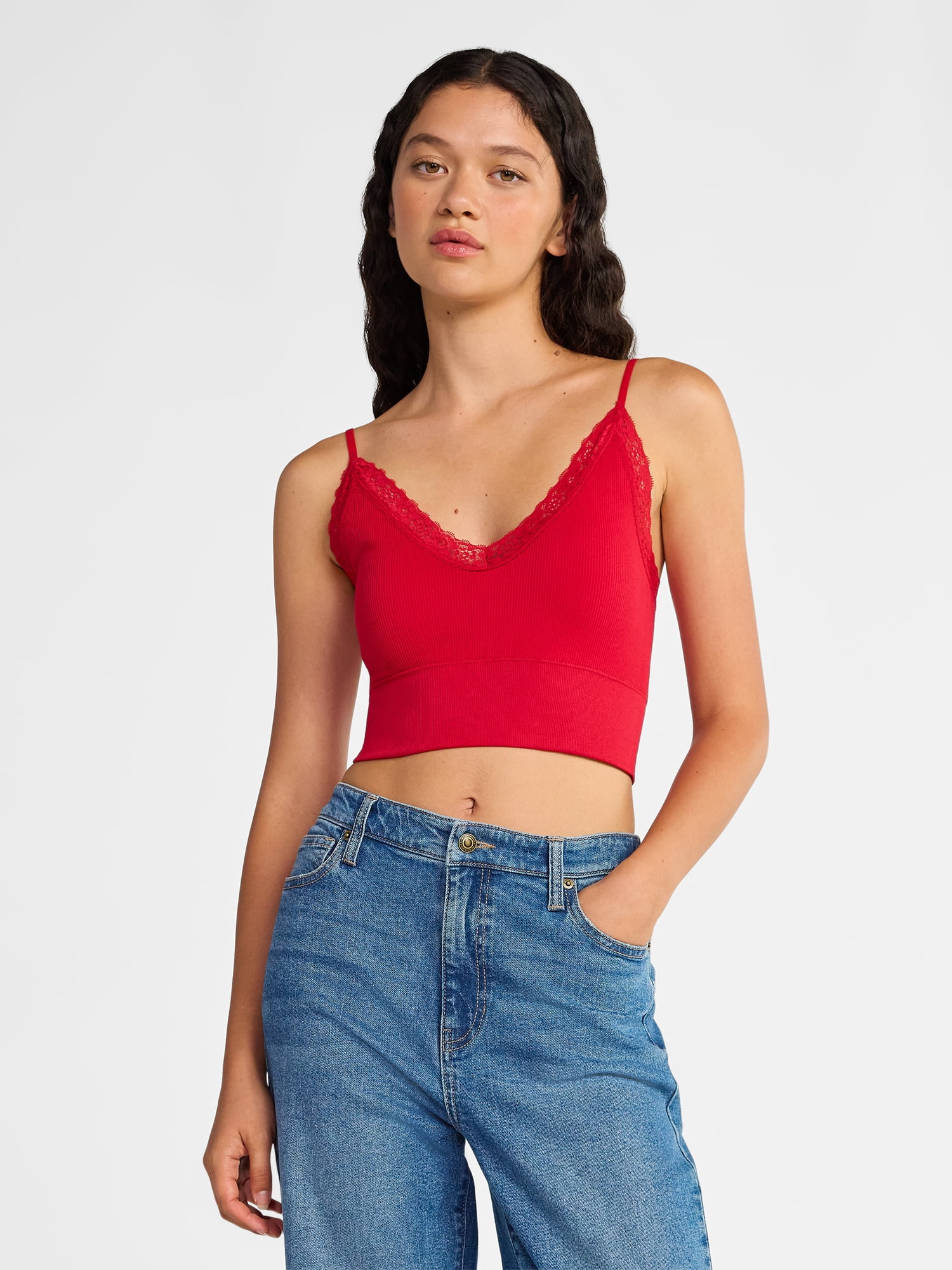 No Boundaries Lace Trim Cami Tank, Women's - Walmart.com