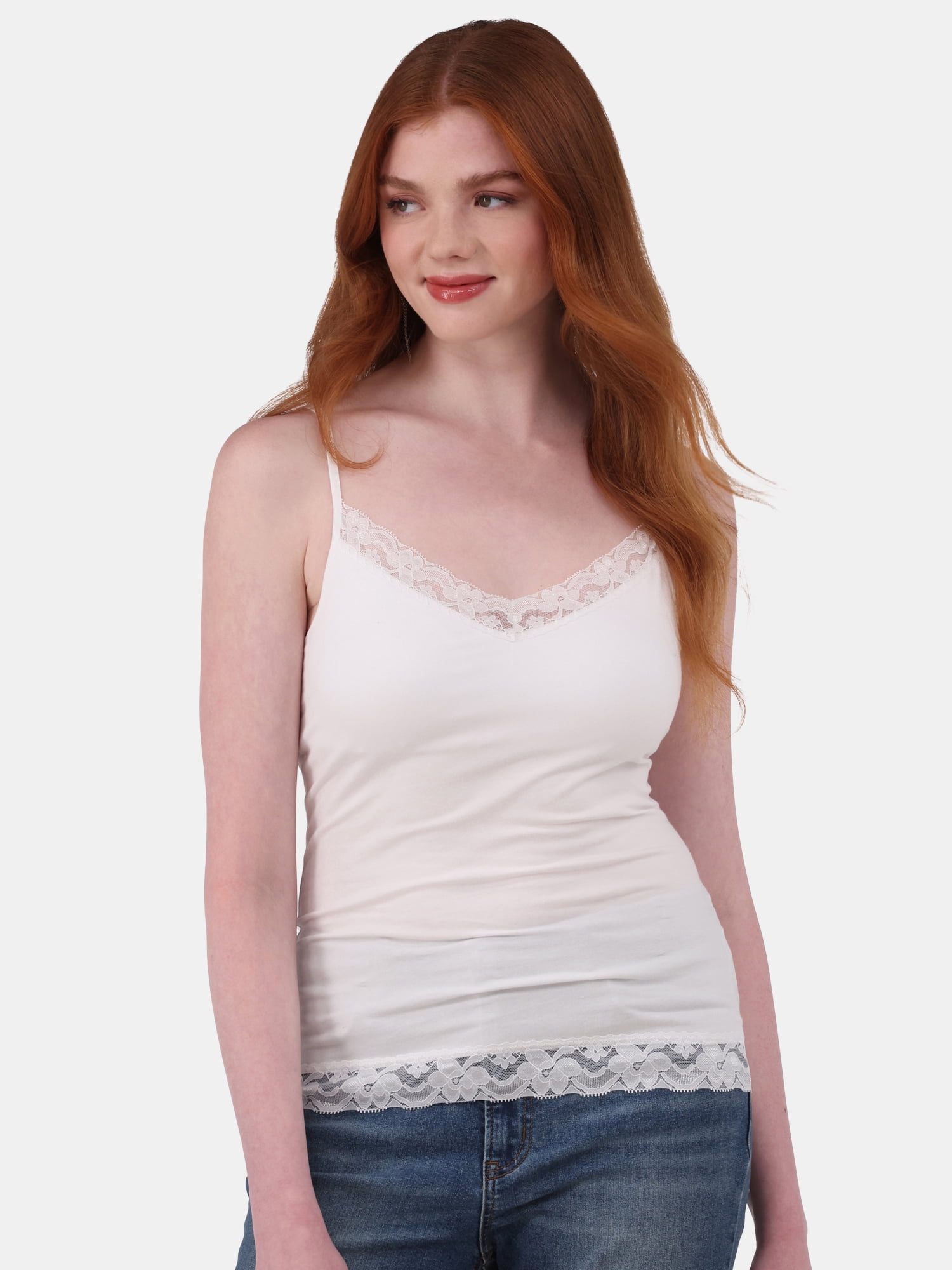 No Boundaries Cami with Lace Trim, Women’s and Women’s Plus - Walmart.com