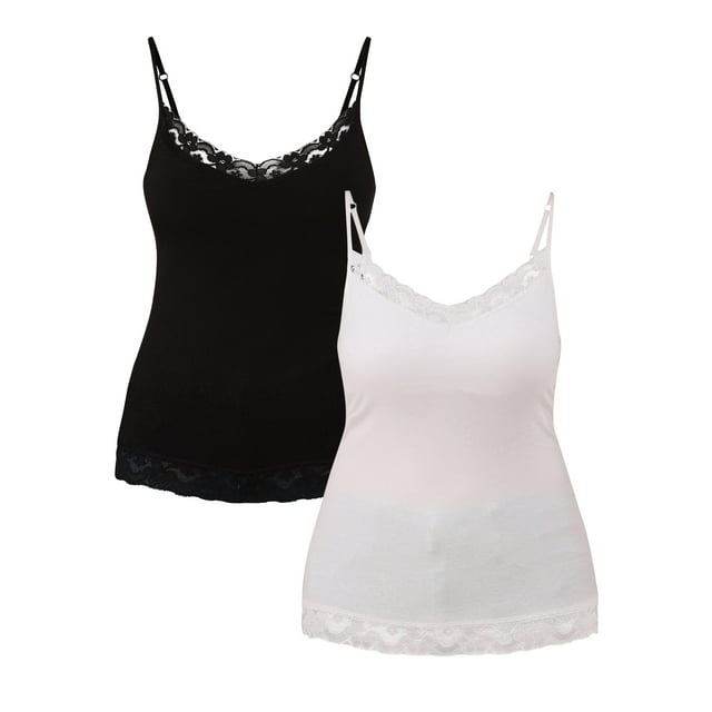 No Boundaries Juniors Cami with Lace Trim, 2-Pack, Sizes XXS-XXL ...