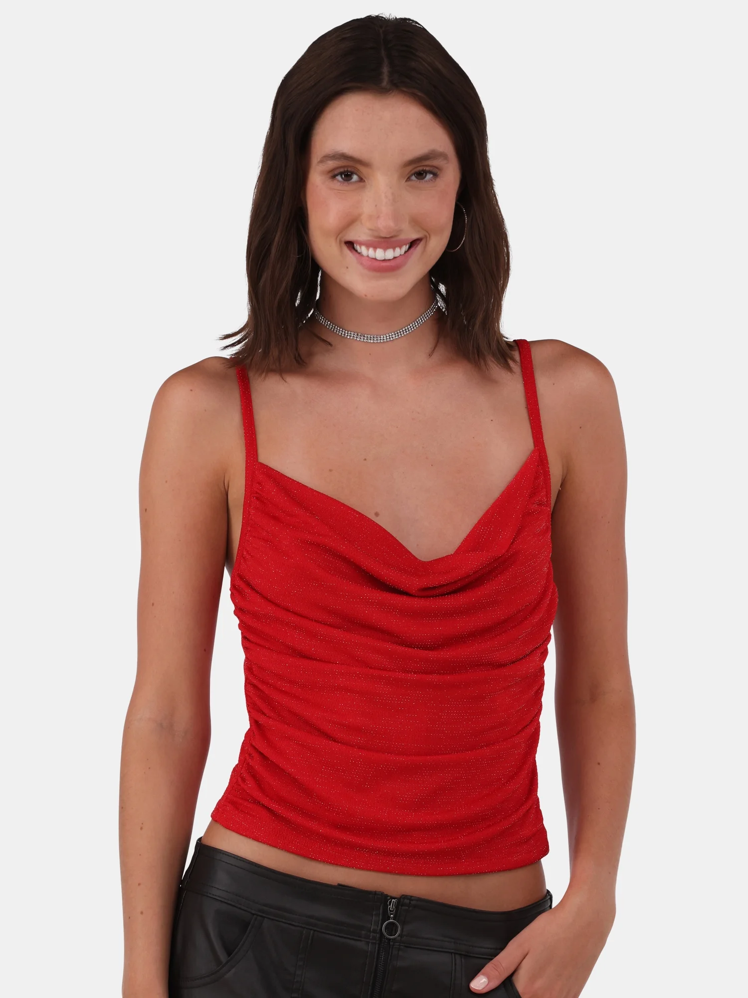 No Boundaries Metallic Cami, Women's and Women's Plus - Walmart.com